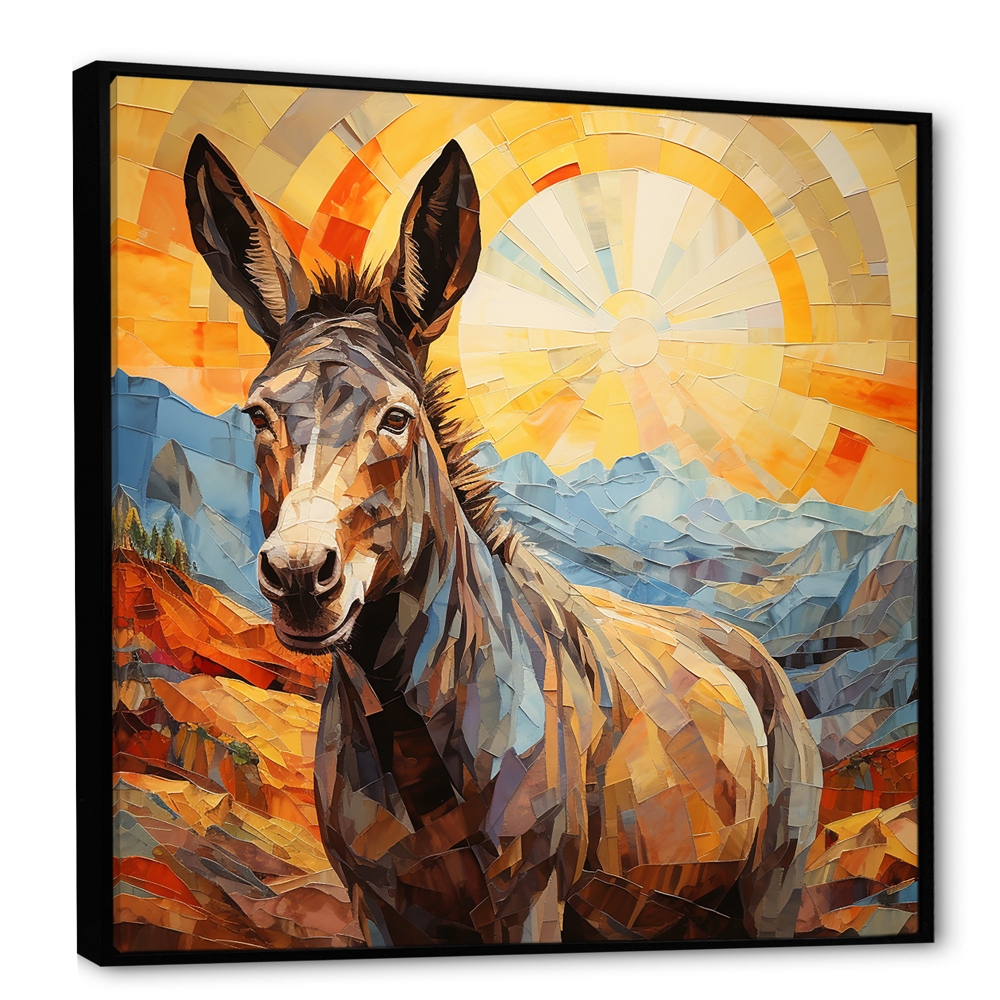 August Grove® Patchwork Donkey Pastures III - Donkey Wall Art | Wayfair