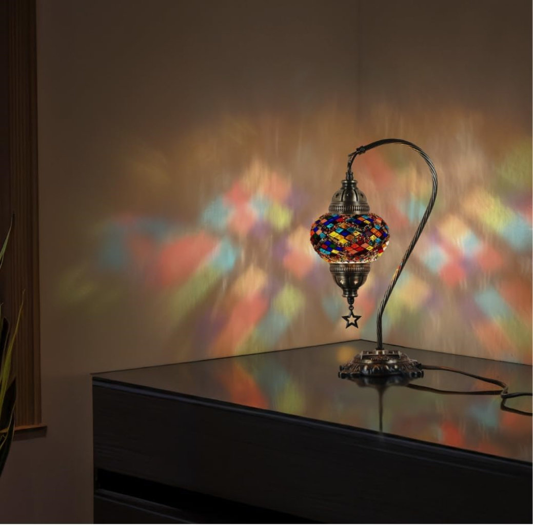 Bungalow Rose Handmade Turkish Mosaic Glass Table Lamp With Tiffany ...