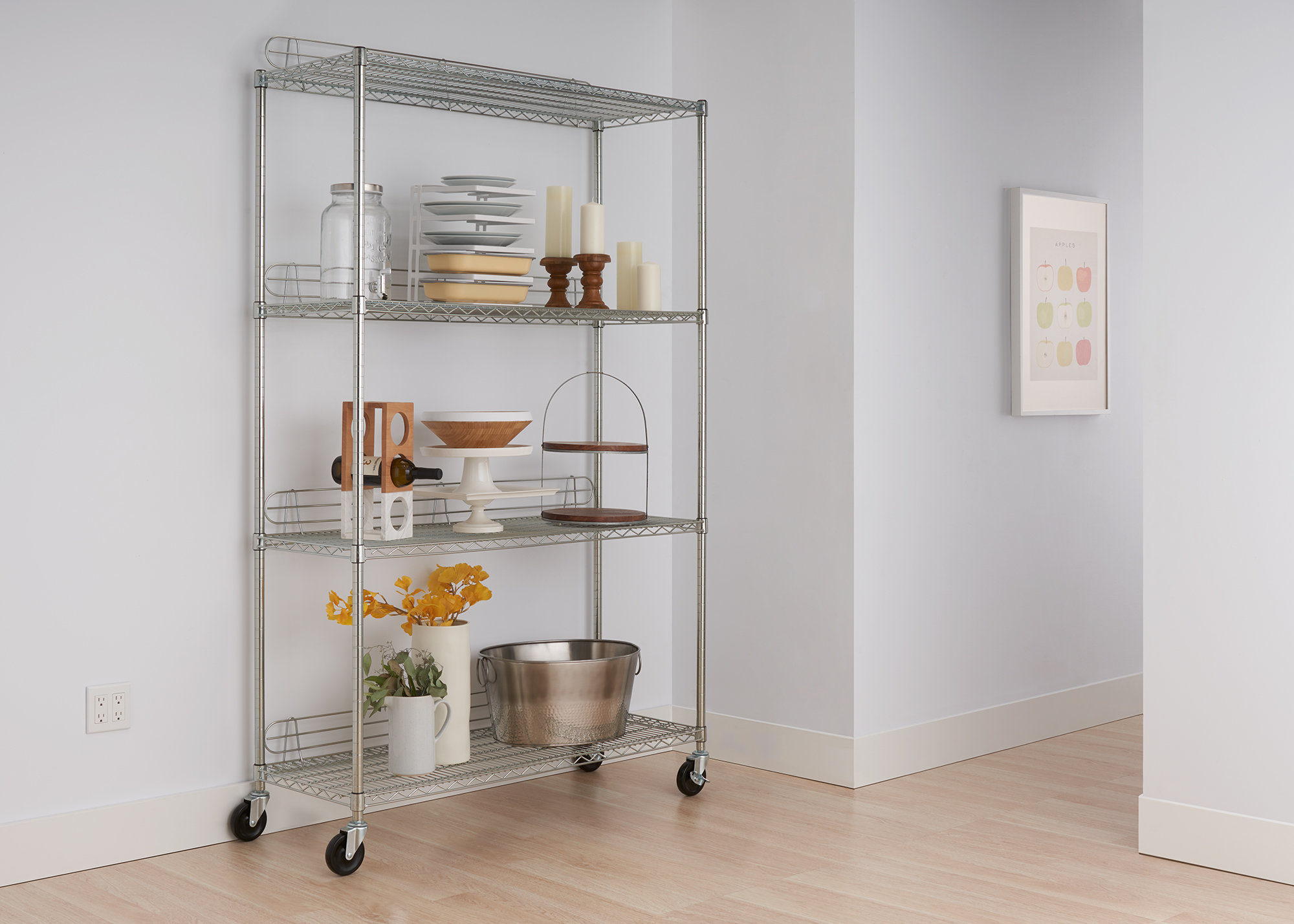 TRINITY EcoStorage 4-Tier NSF Steel Wire Shelving Unit w/ Backstands ...