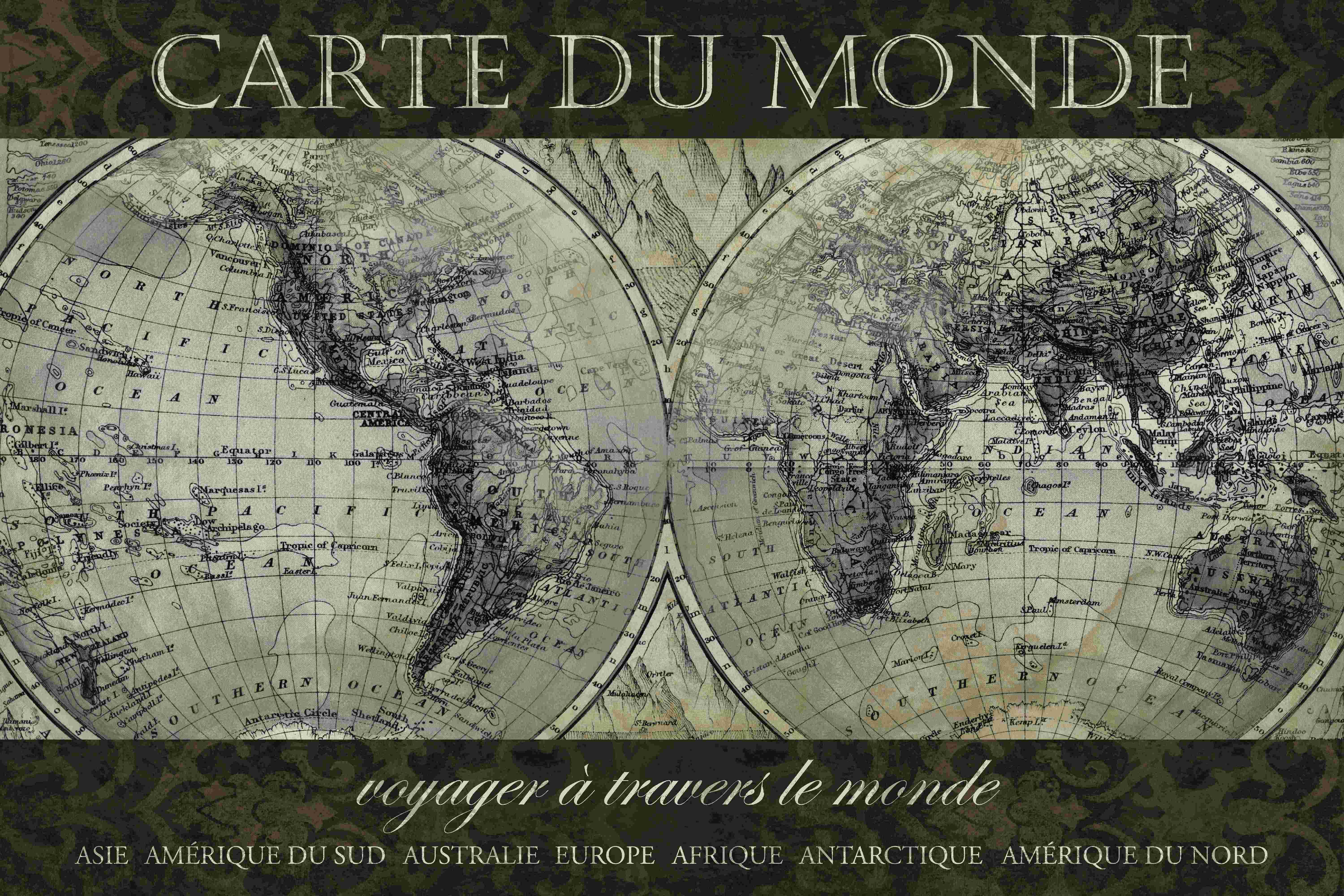 Williston Forge French World Map - Wrapped Canvas Graphic Art | Wayfair