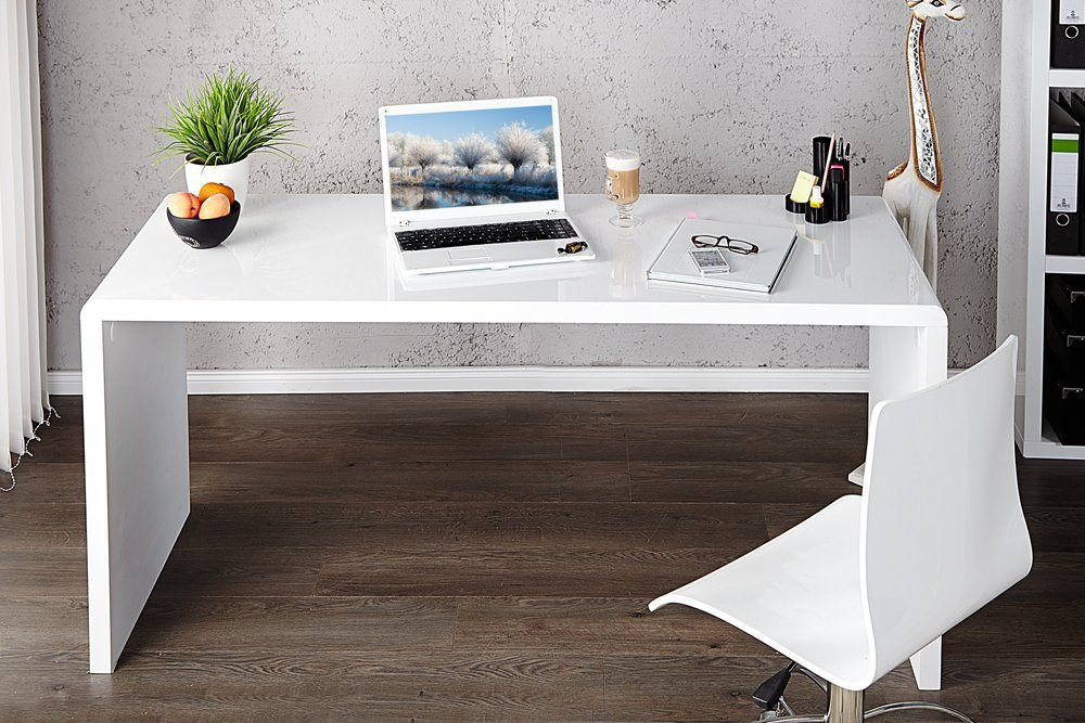 East Urban Home Bronislava High Gloss Home Office White Desk - Sleek ...