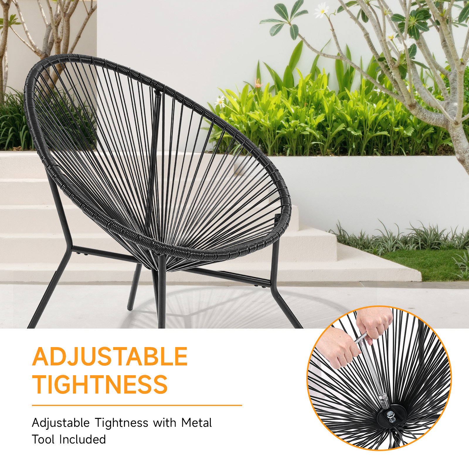 George Oliver Clancy 3 Piece All-Weather Modern Patio Acapulco Chair ...