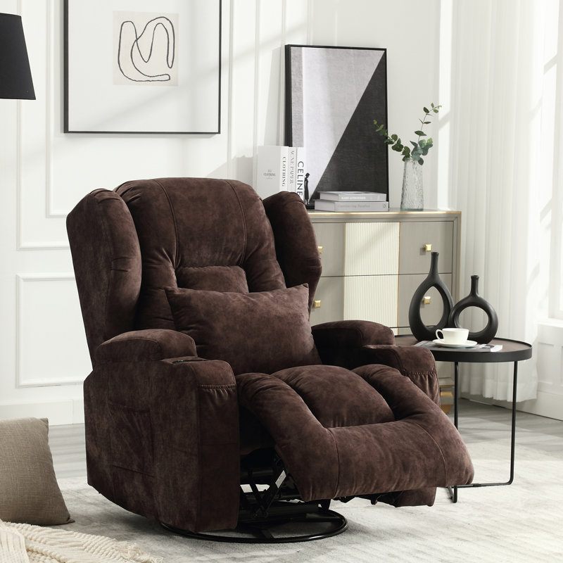 Red Barrel Studio® Tiossem Swivel Rocking Recliner Chair, Velvet Manual ...