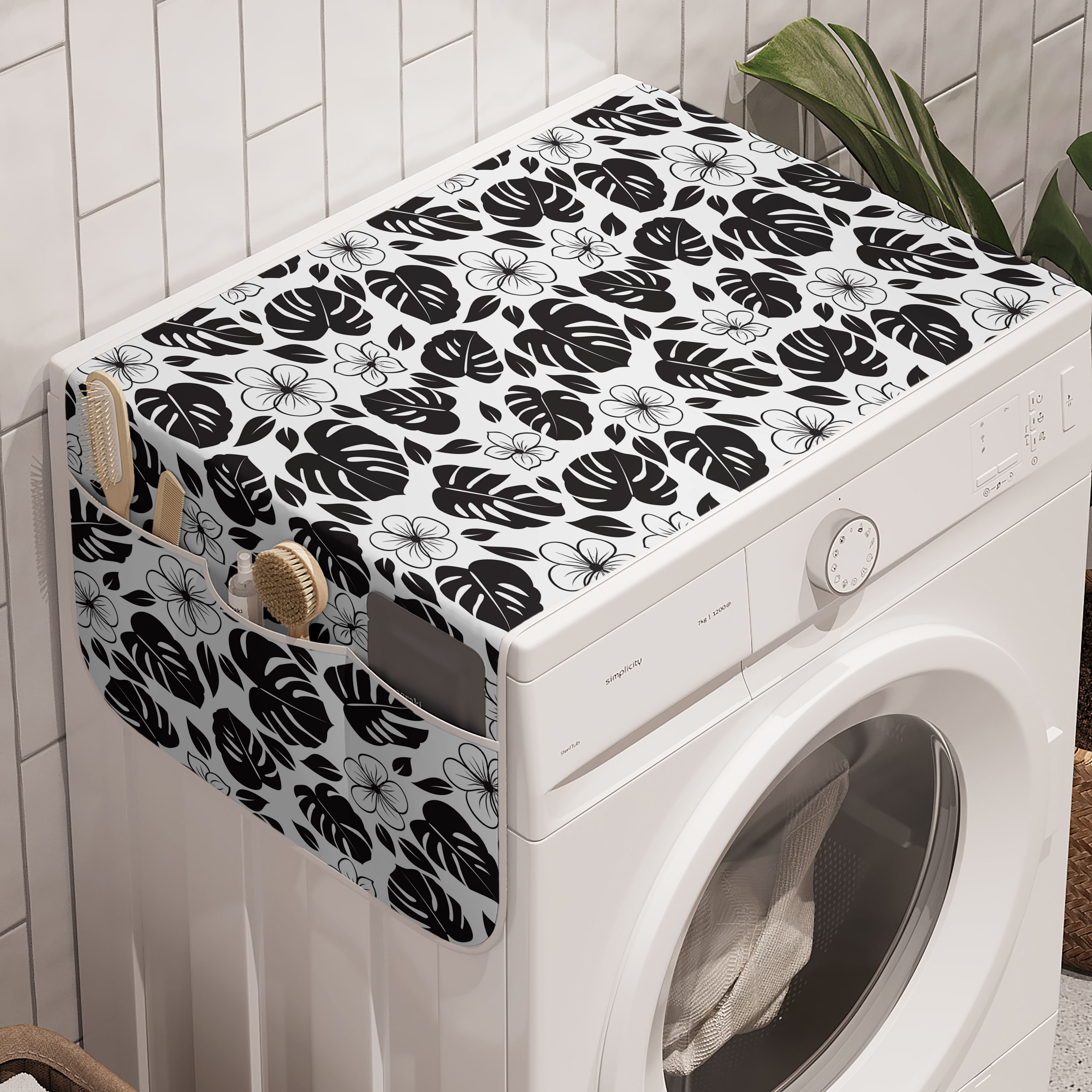 East Urban Home Monstera Washing Machine Organizer Pack of 2 47" x 18.5 ...