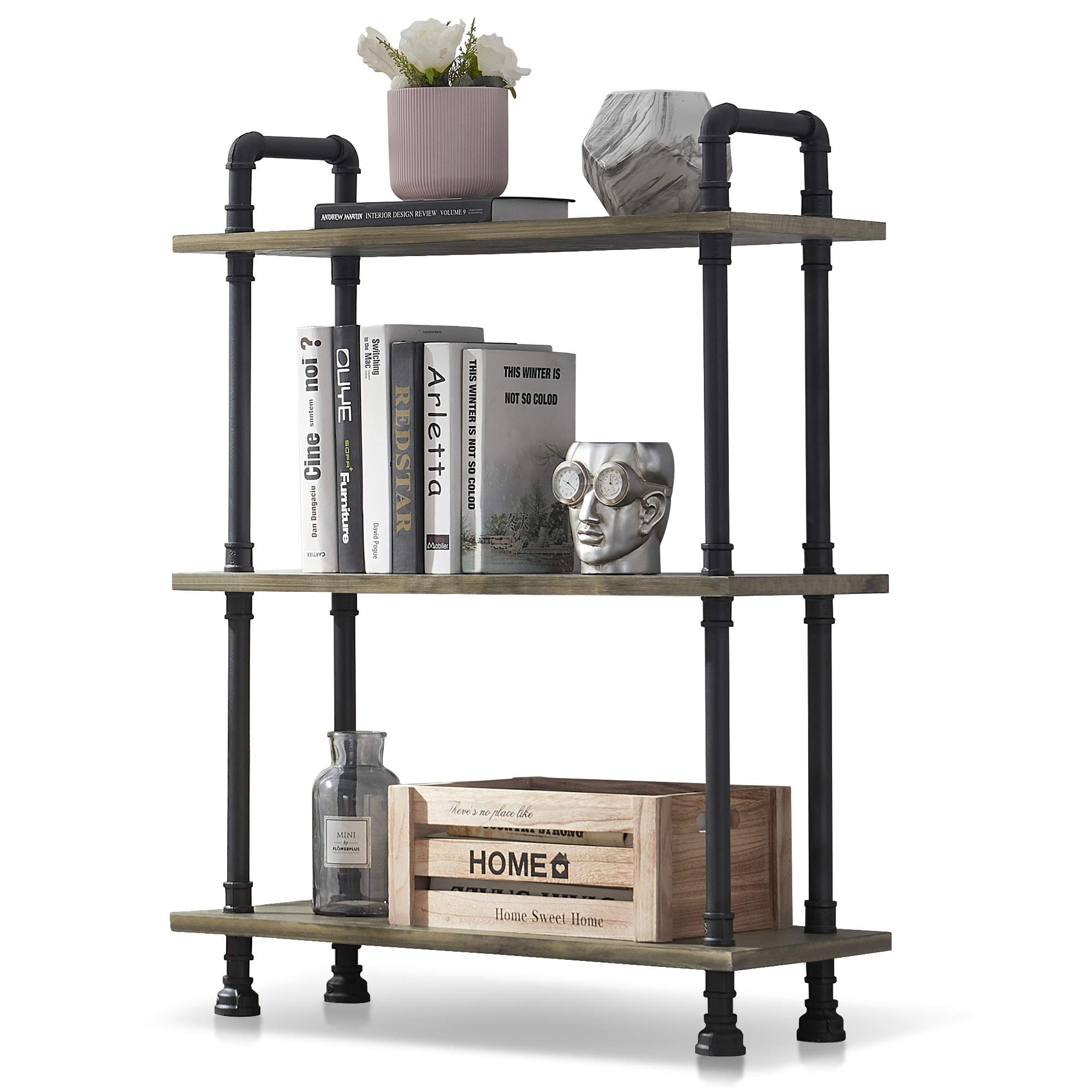 Williston Forge Vintage Bookshelf, Heavy Duty Display Book Case Shelf ...