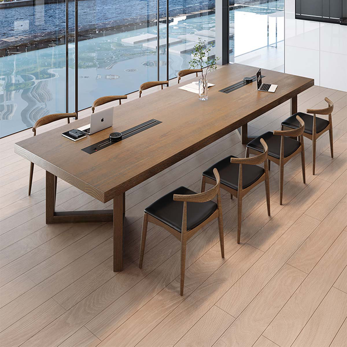 Latitude Run® Modern Minimalist Solid Wood Iron Triangle Conference ...