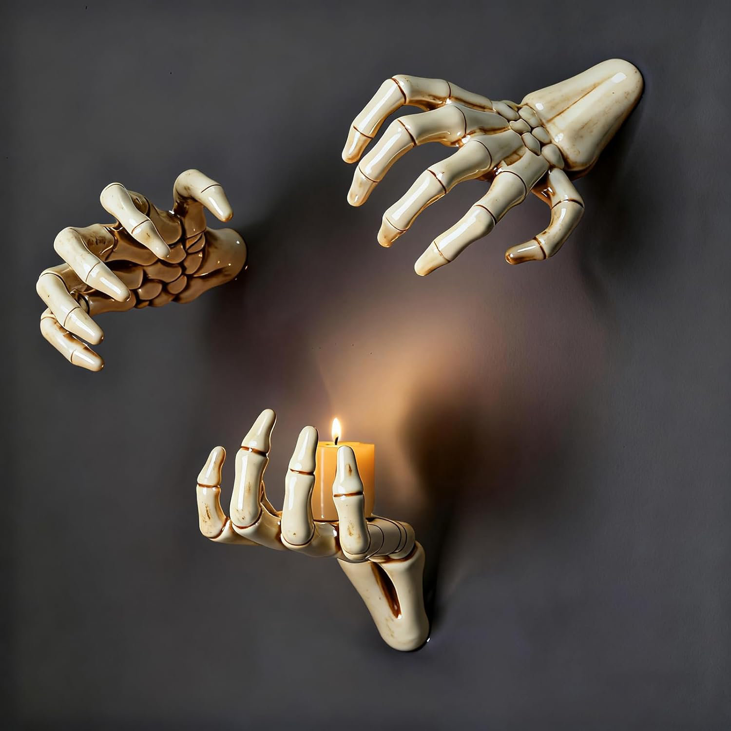 Mercer41 3-Pack Wall-Mounted Skeleton Hands for Gothic Home Styling ...