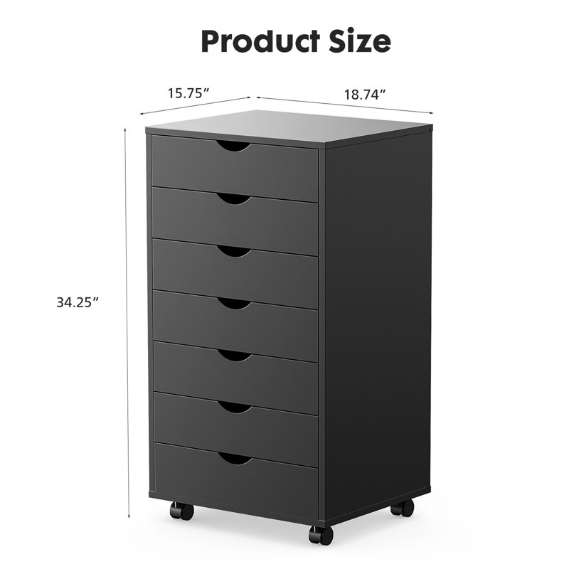 Ebern Designs 7 Drawer Chest Storage Cabinets with Wheels | Wayfair