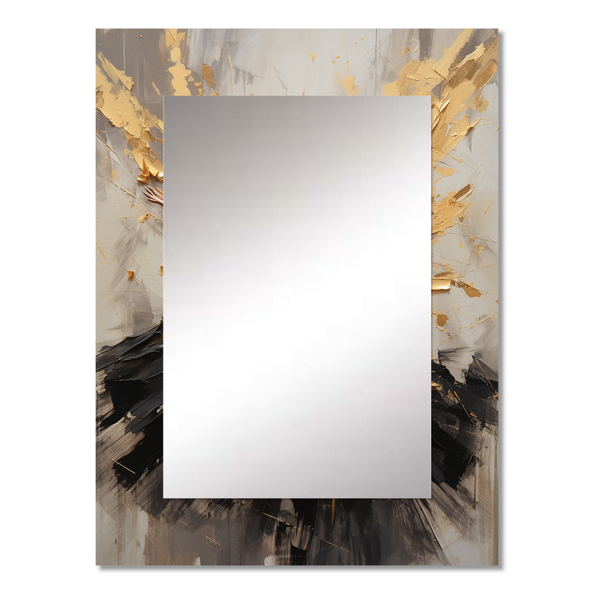Trinx Gold And Black Dance Splash I - Dance Unique Mirror, Beige Large ...