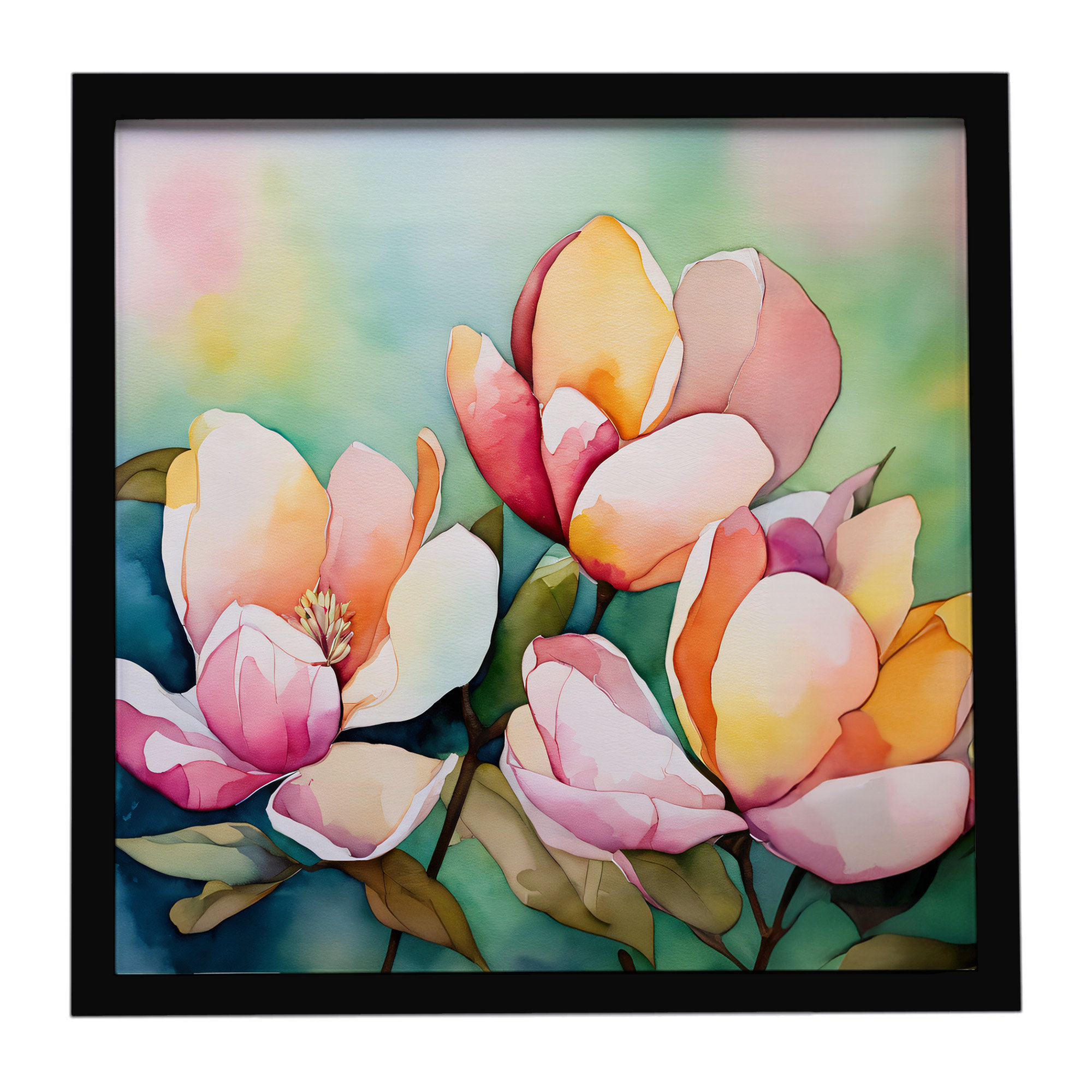 Caroline's Treasures Mississippi Magnolia in Watercolor Framed Metal ...