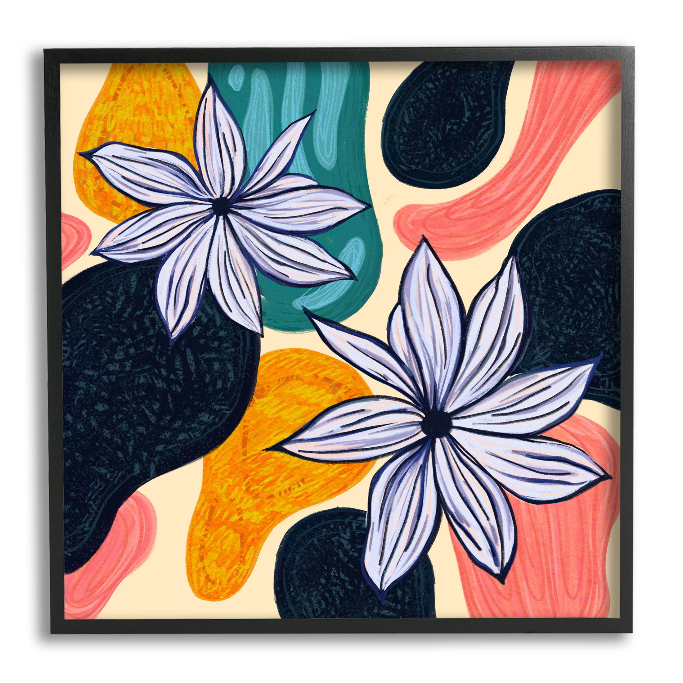 Stupell Industries Retro Floral Shapes Arrangement Giclee Art By Ziwei ...