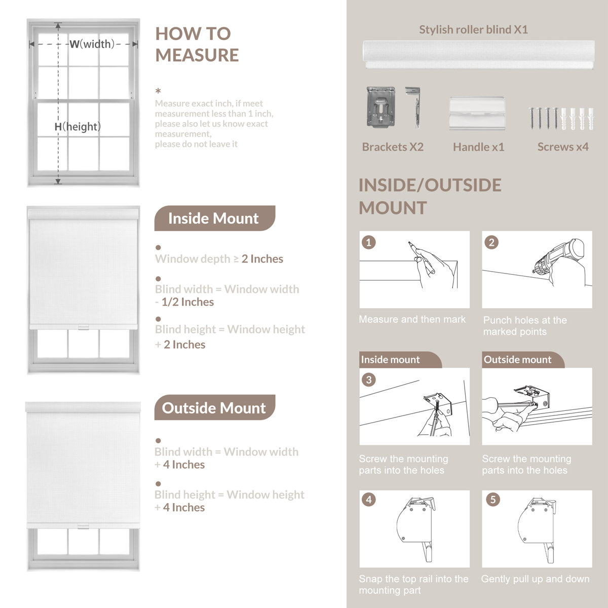 Symple Stuff Blackout Roller Shades For Windows Cordless Linen Fabric ...