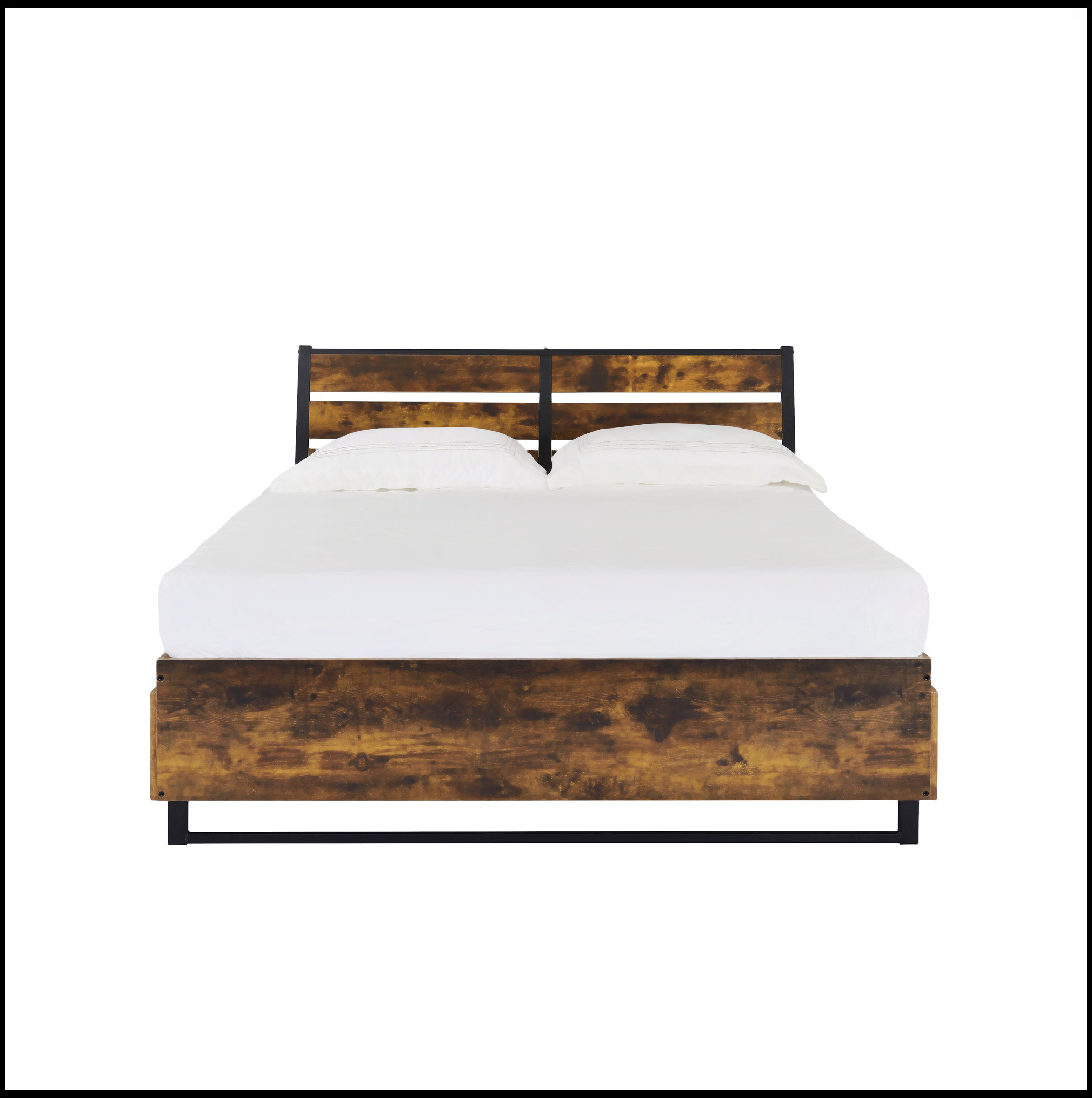 Millwood Pines Rustic Oak Finish King Bed With Storage | Wayfair