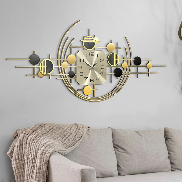 Mercer41 Large Decorative Metal Wall Clock, 40" Wide, Silent Gold ...