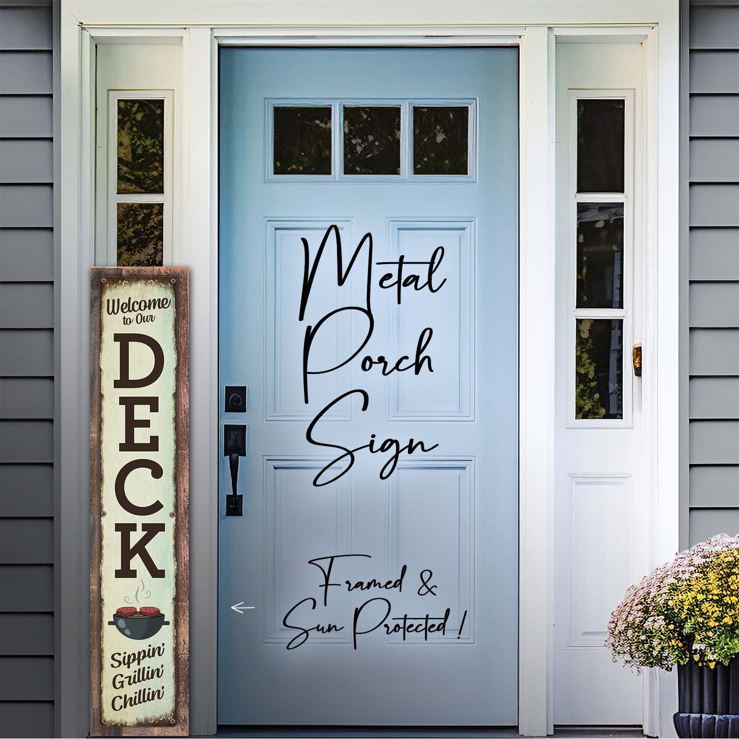 Winston Porter " Welcome - Deck With Grill - Framed Sun-Protected Metal ...