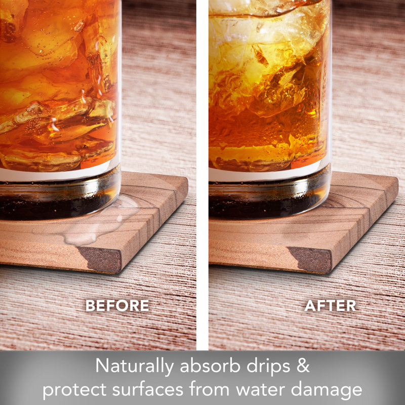 Ebern Designs Thirstystone Natural Sandstone Square Coaster Set ...