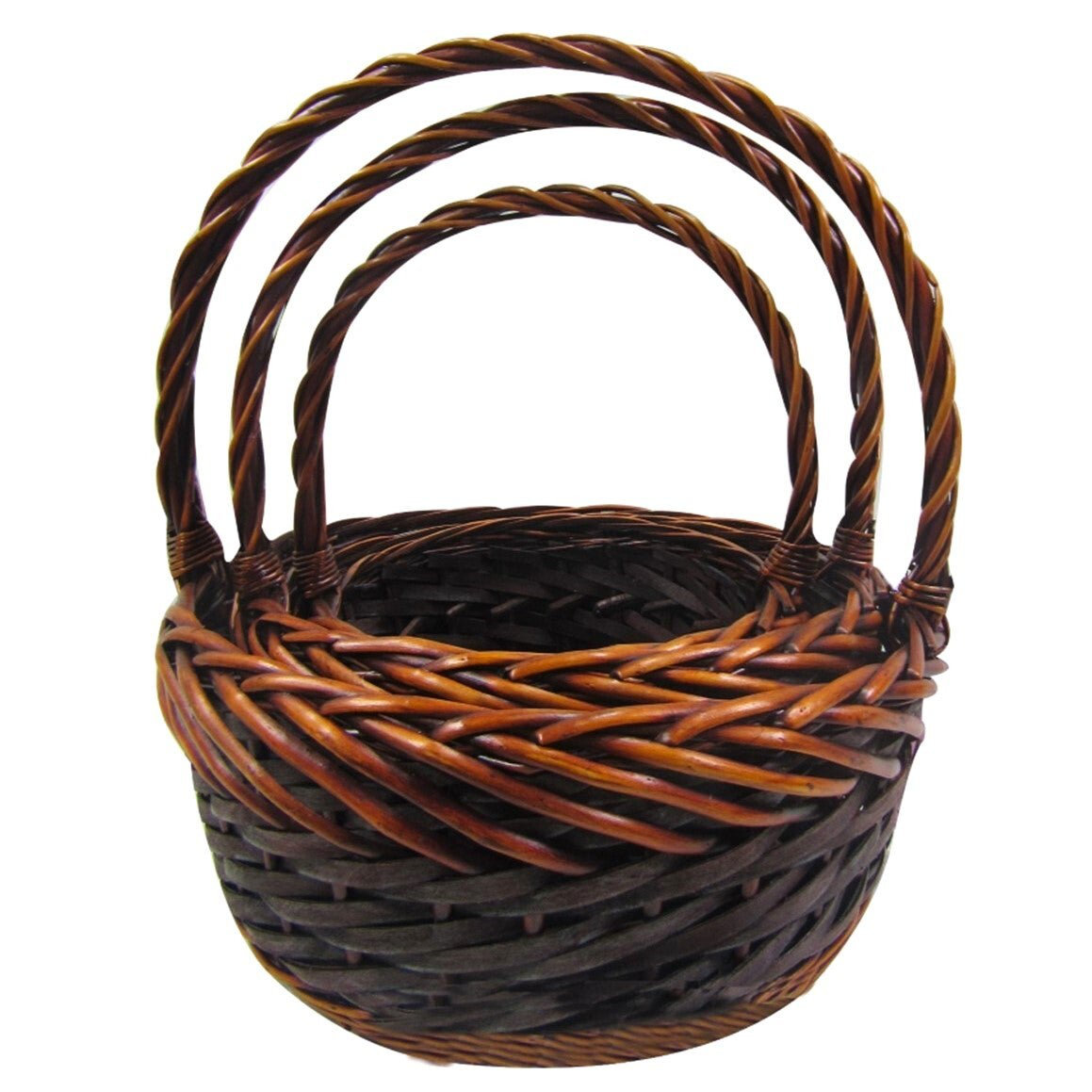 Bay Isle Home™ Set Of 3 Brown With Handles Round Willow Baskets | Wayfair