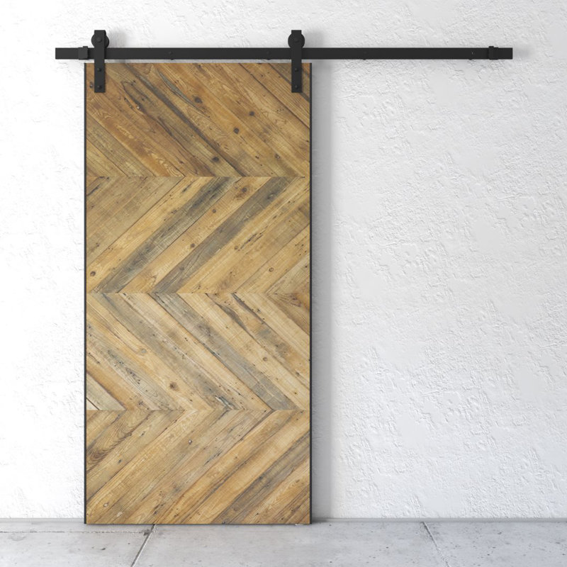 Urban Woodcraft Reclaimed Wood Chevron Barn Door with Installation ...