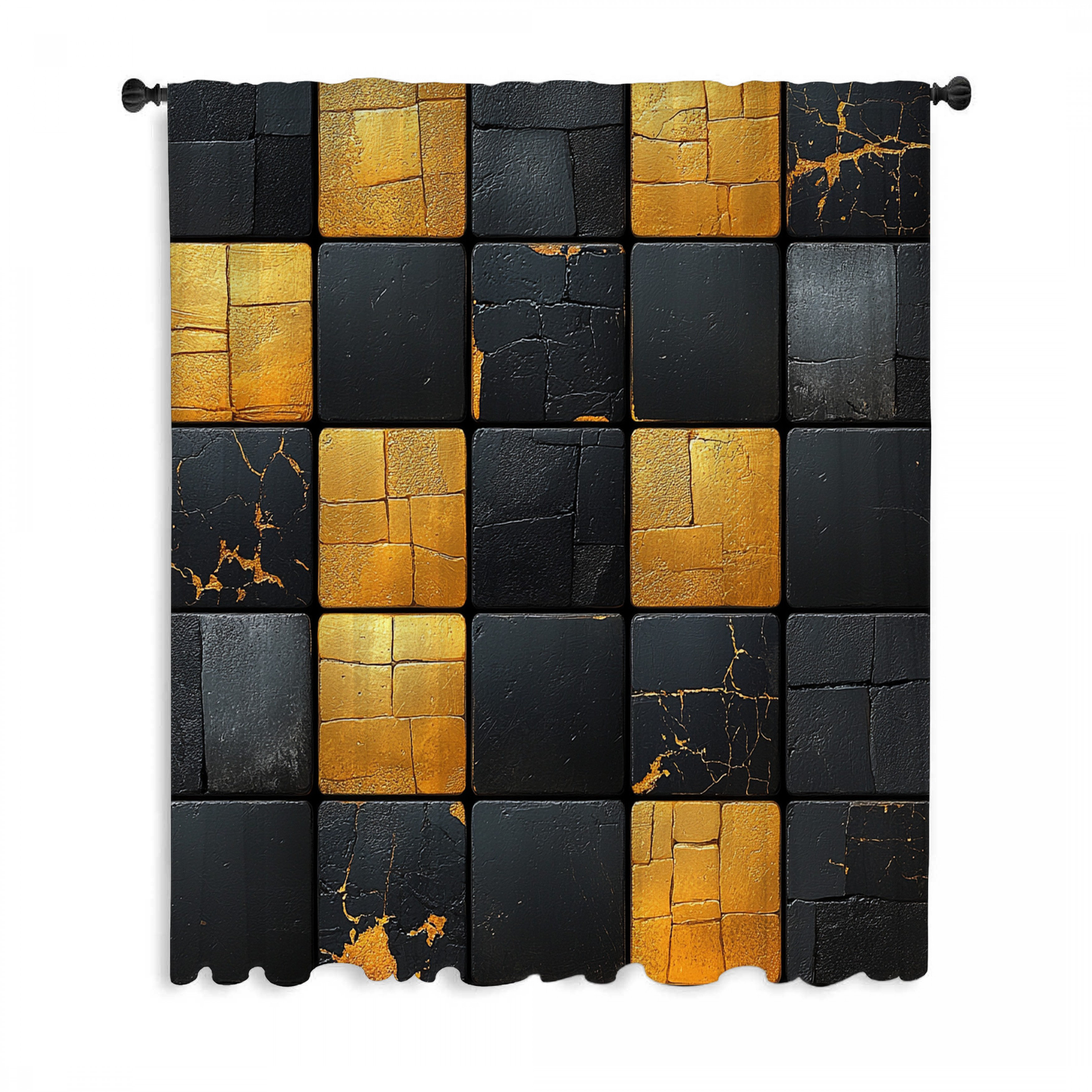 Dakota Fields Golden Tiles Window Curtains, Pattern Blockout & Sheer ...
