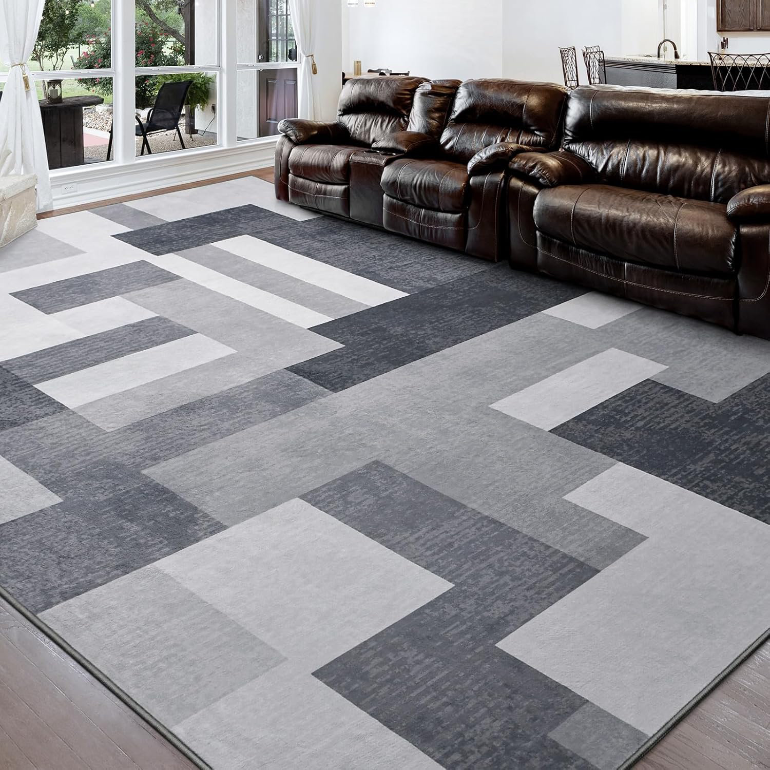 Brayden Studio® Modern Geometric Patchwork Area Rug, 5x8 Large Rugs for ...