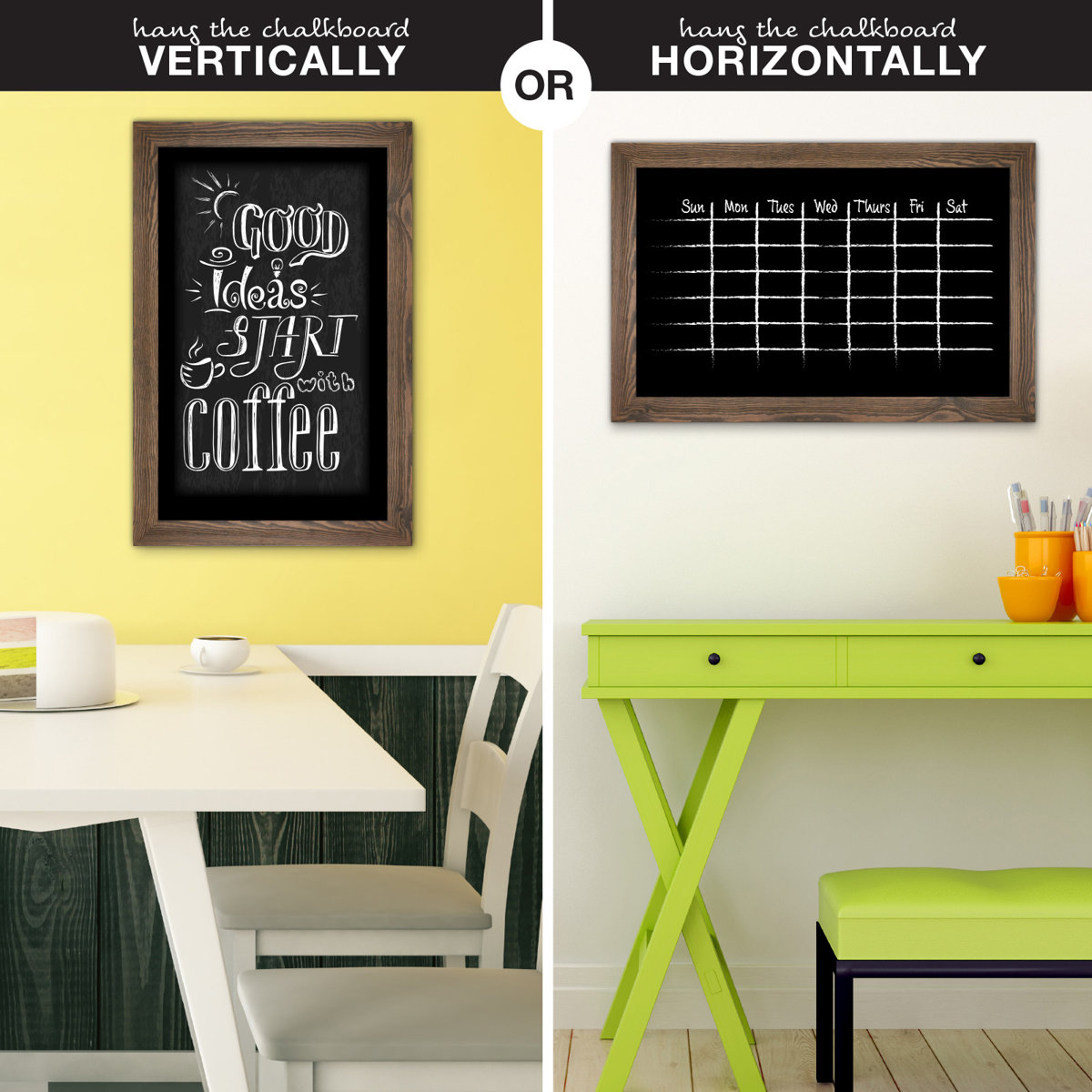 Excello Global Products Wall Mounted Magnetic Chalkboard, 30" x 20 ...