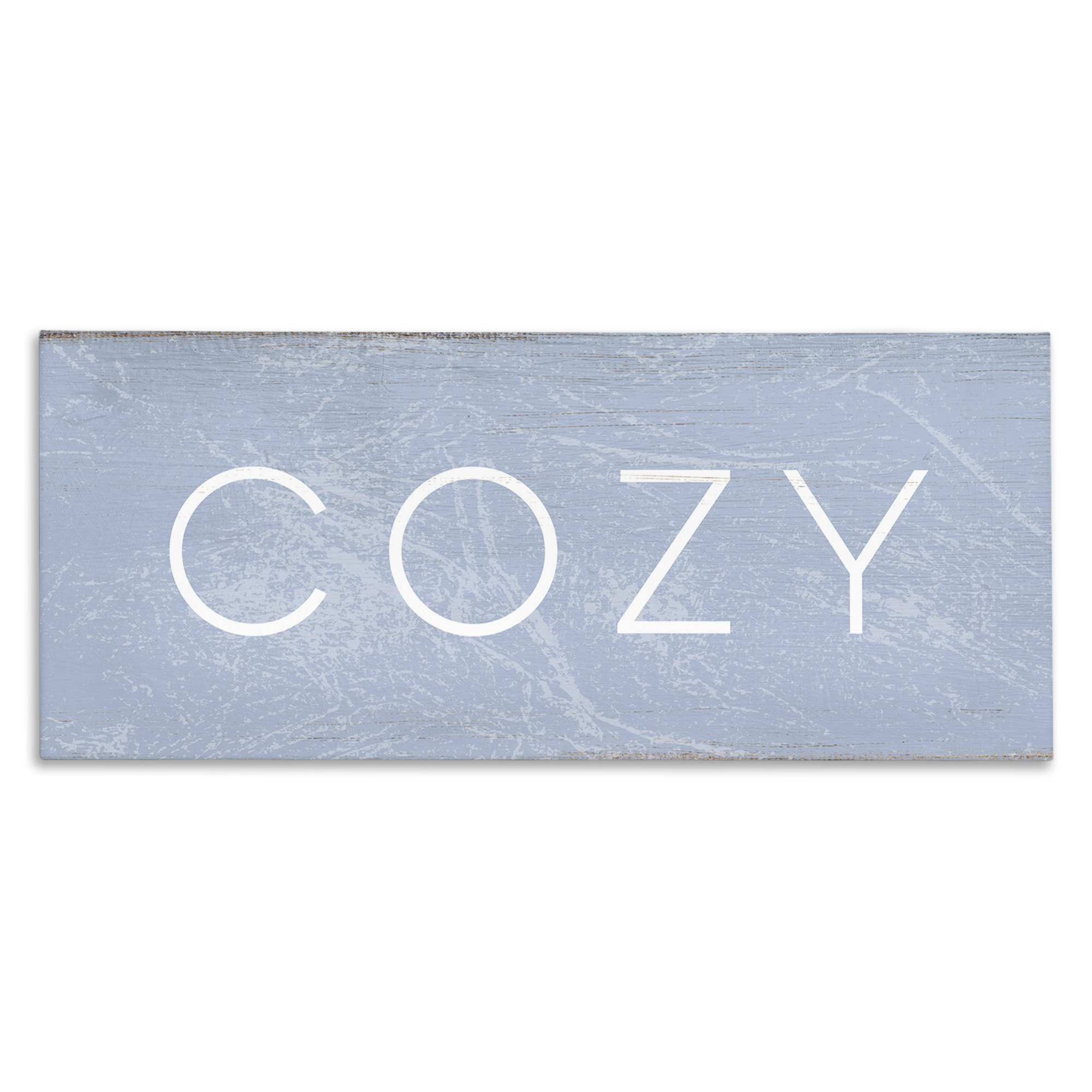 Latitude Run® Cozy Text Charming Distressed Blue Paint by Daphne Polselli - Graphic Art Print ...