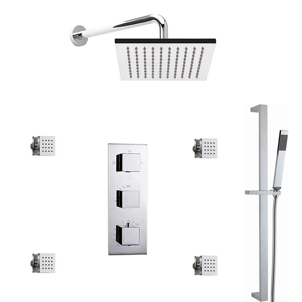 Juno Showers 4-Jetted Body Massage Shower System – Rainfall Shower Head ...