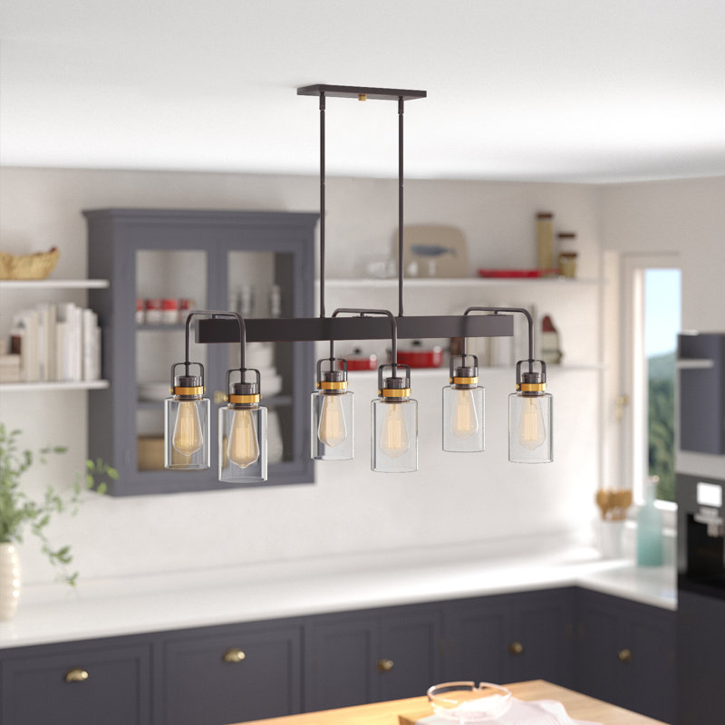 Beachcrest Home™ Karthic 6 - Light Kitchen Island Linear Pendant | Wayfair