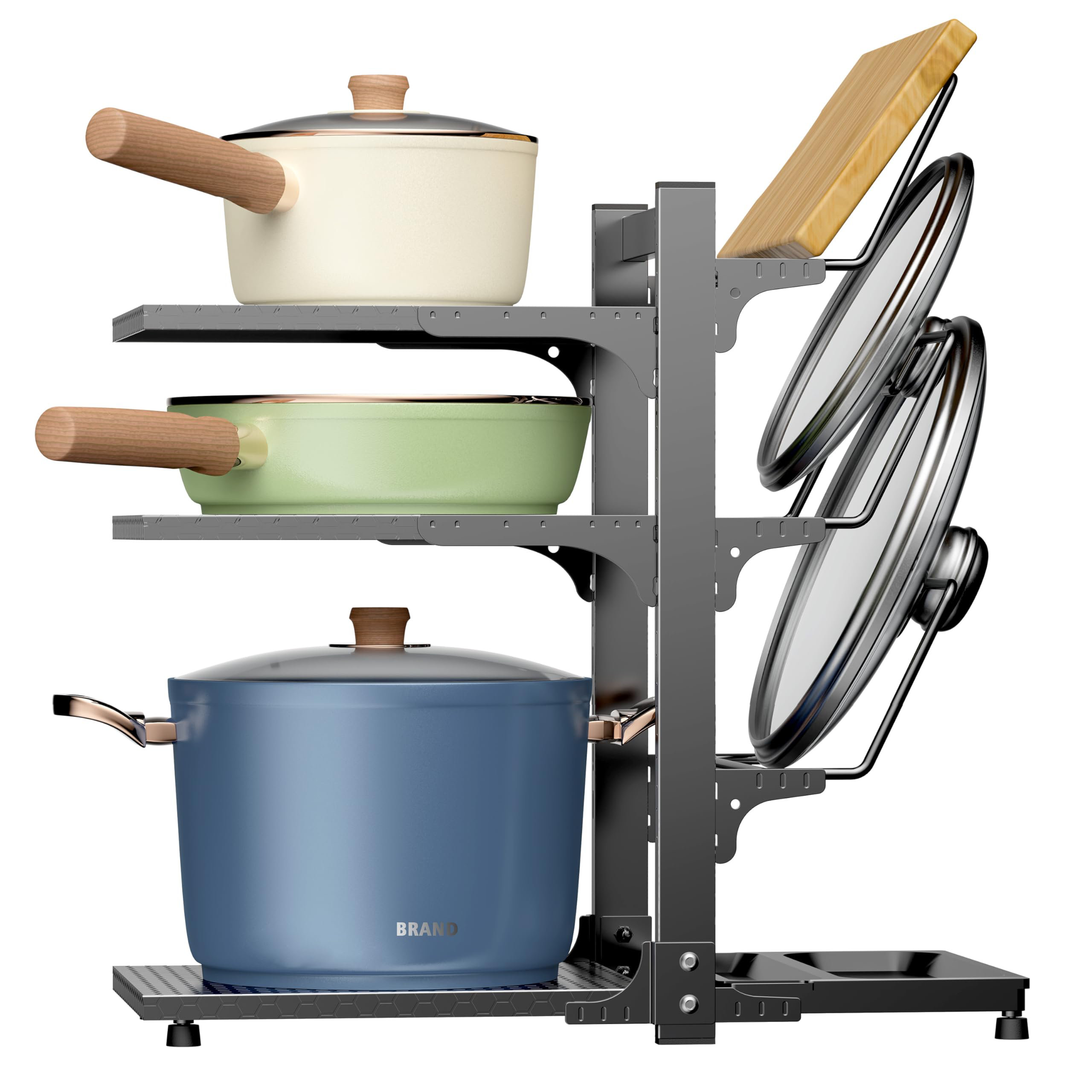 Latitude Run® 3 Tiers Adjustable Pan Rack Organizer For Cabinet, Pots ...