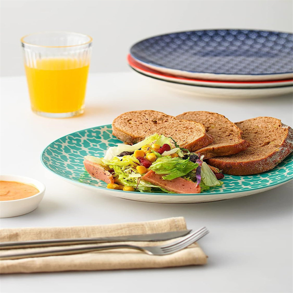 YITAHOME 10" Colourful Dinner Plates - Set Of 6, Large Ceramic Plates ...