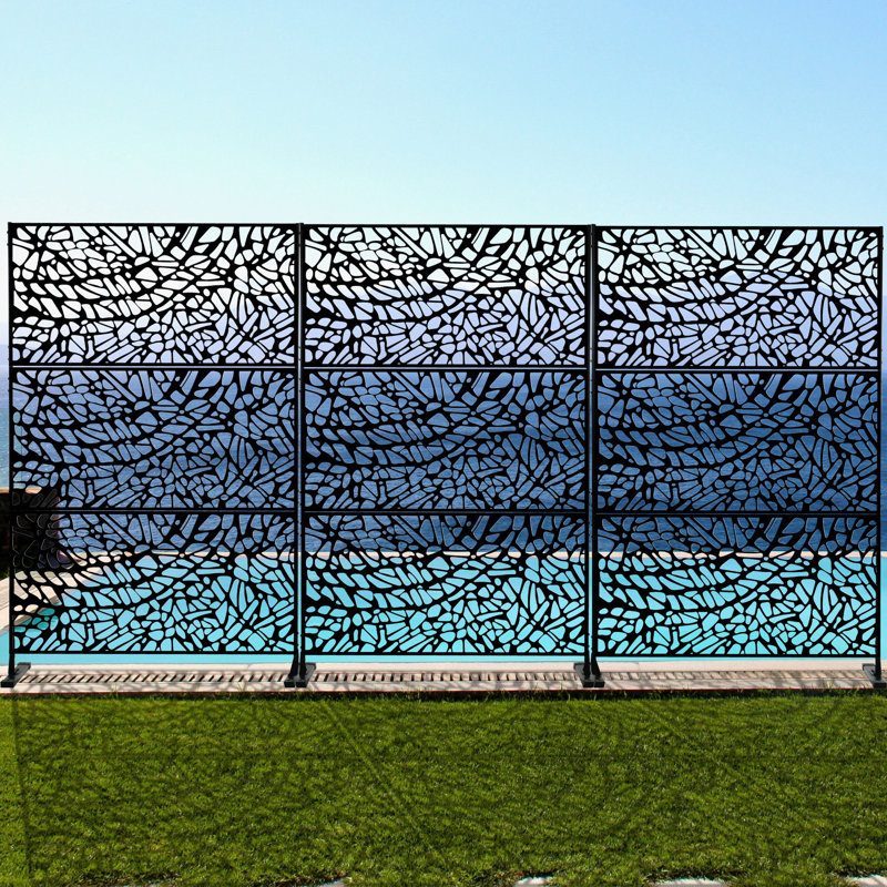 Kozyard Metal Privacy Screen Decorative Outdoor Divider With Stand ...