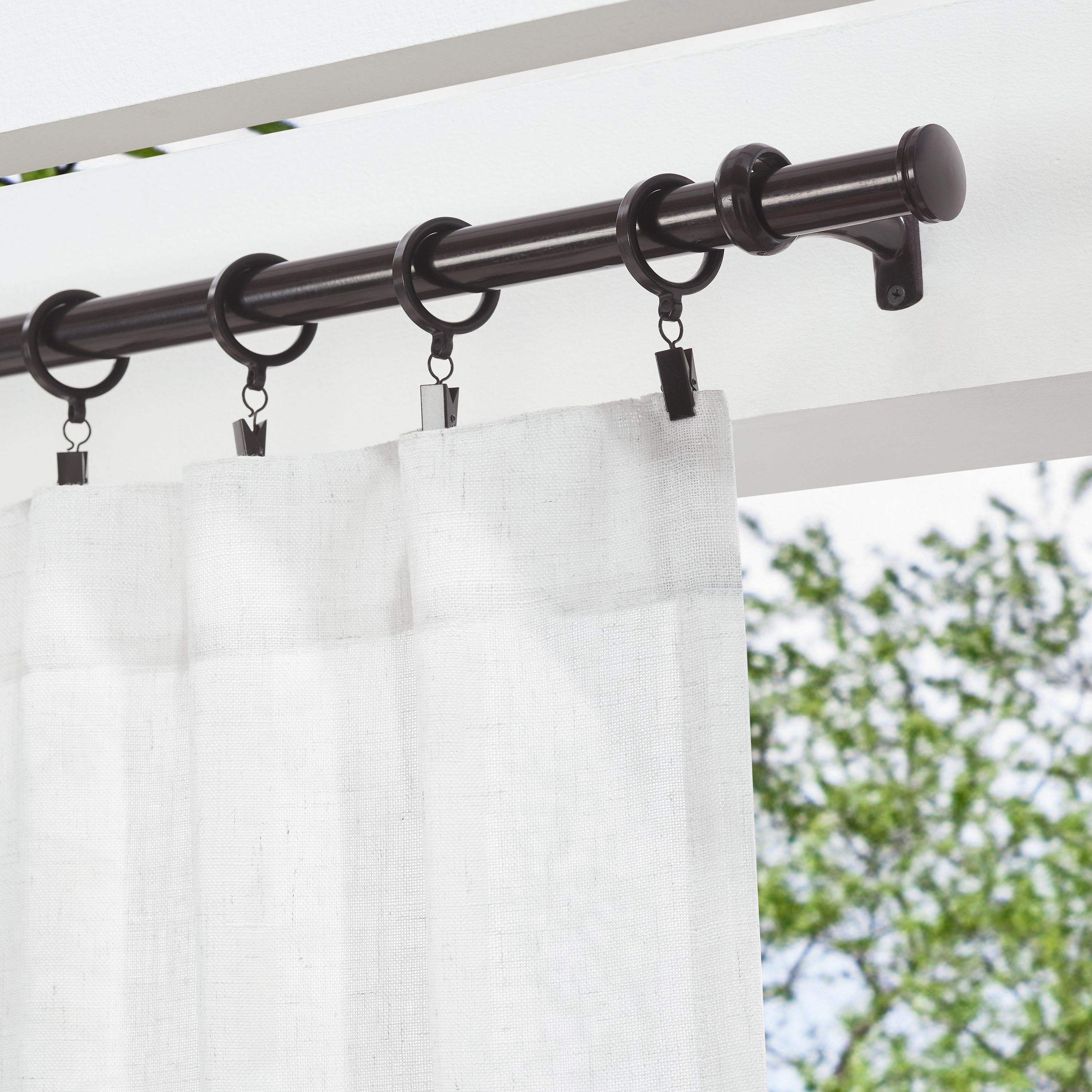 Mode Outdoor Collection 1 1/8 in Diameter Curtain Rod Set with End Cap ...