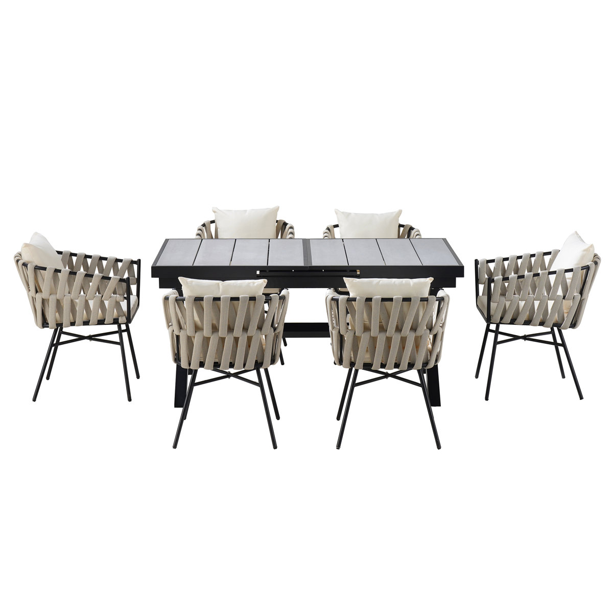 George Oliver Klyne Alfresco Dining Set With Six Chairs And Extendable ...