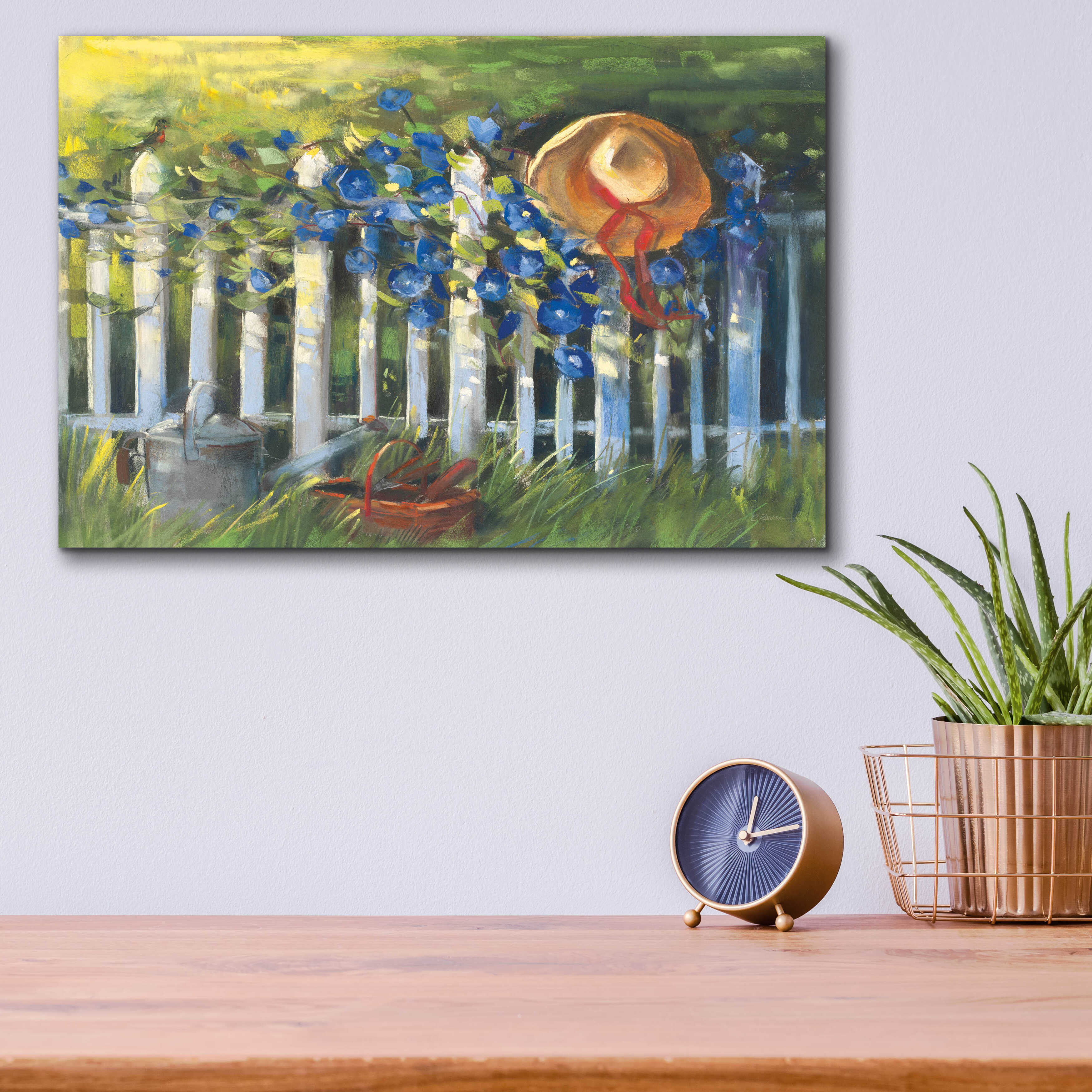 Ophelia & Co. " Morning Glories On The Fence " by Carol Rowan | Wayfair