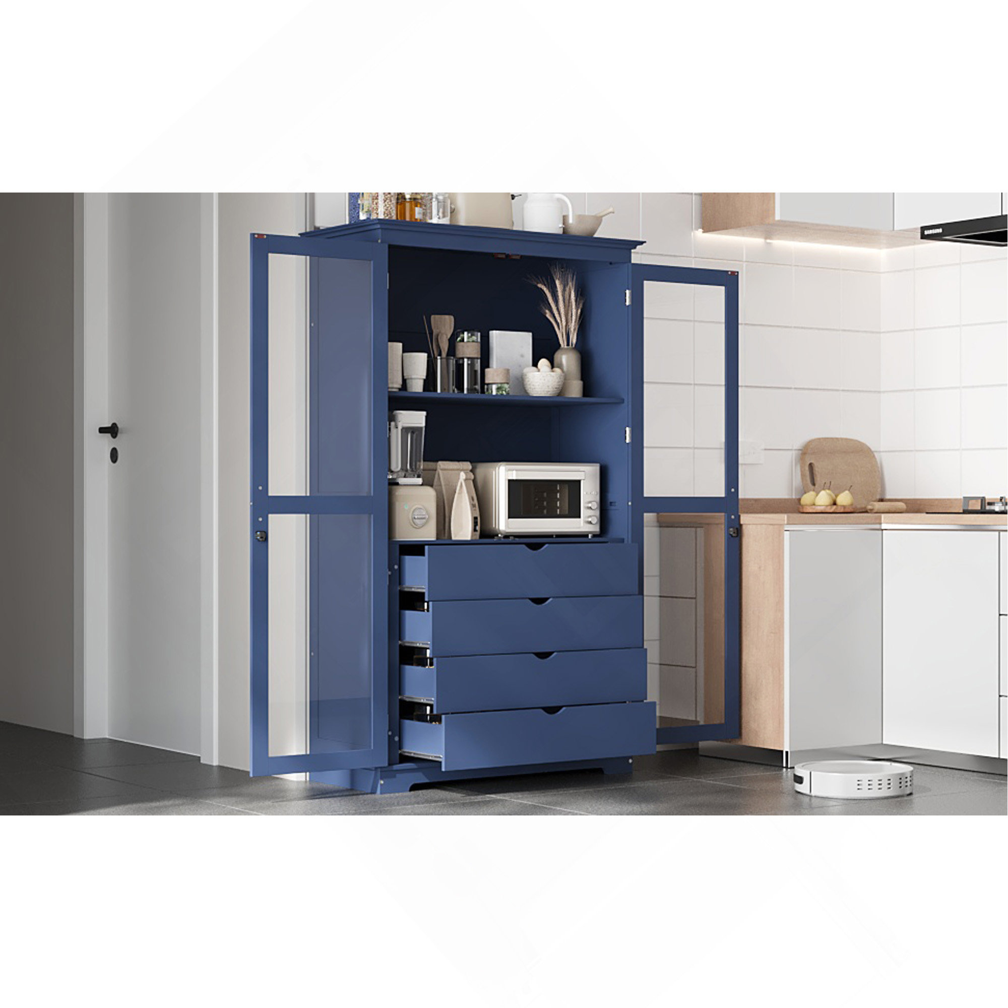 Latitude Run® Cabinet 44.7X20x75inch Kitchen Pantry, Freestanding ...