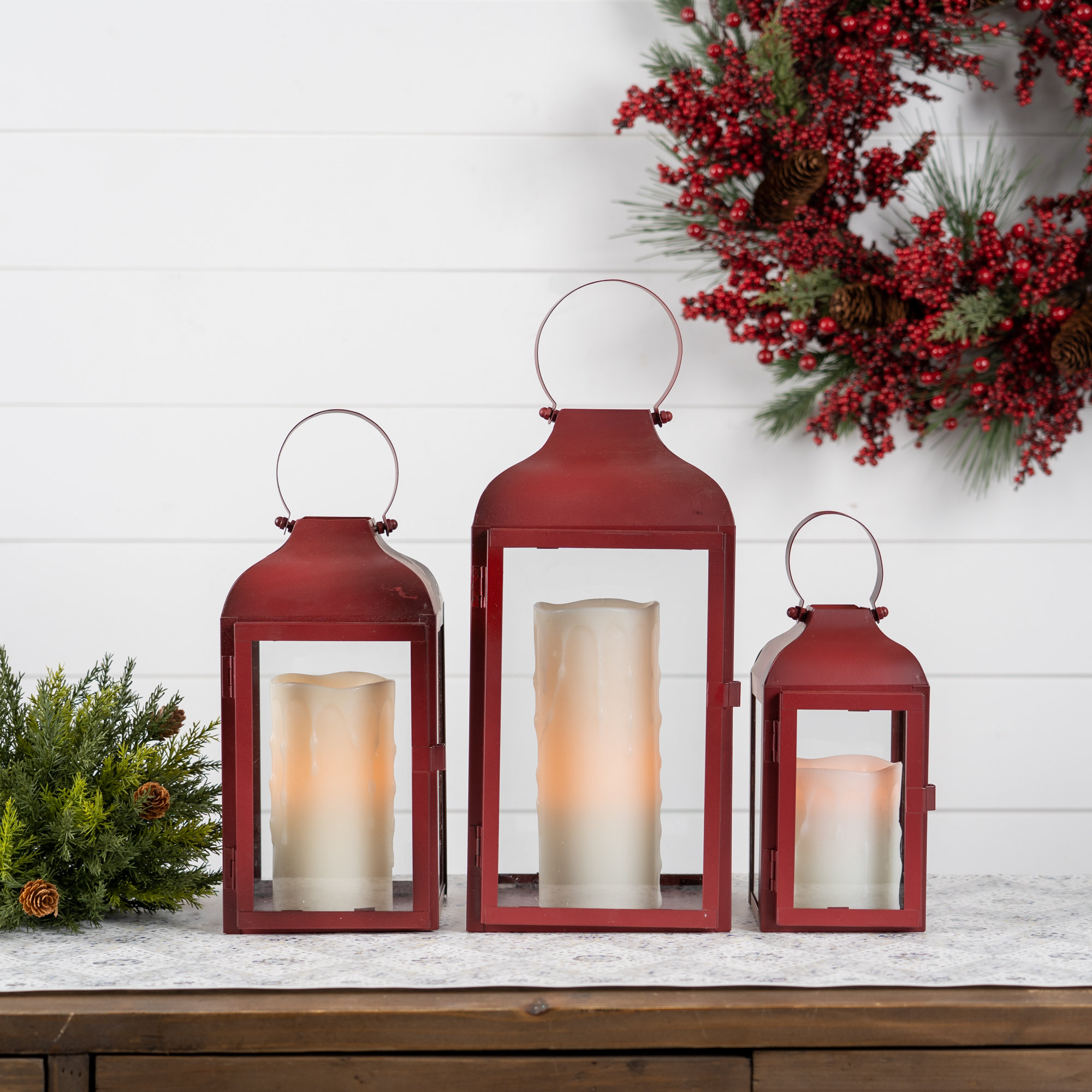 Beachcrest Home™ 3 - Piece Iron Floor Lantern Set & Reviews | Wayfair