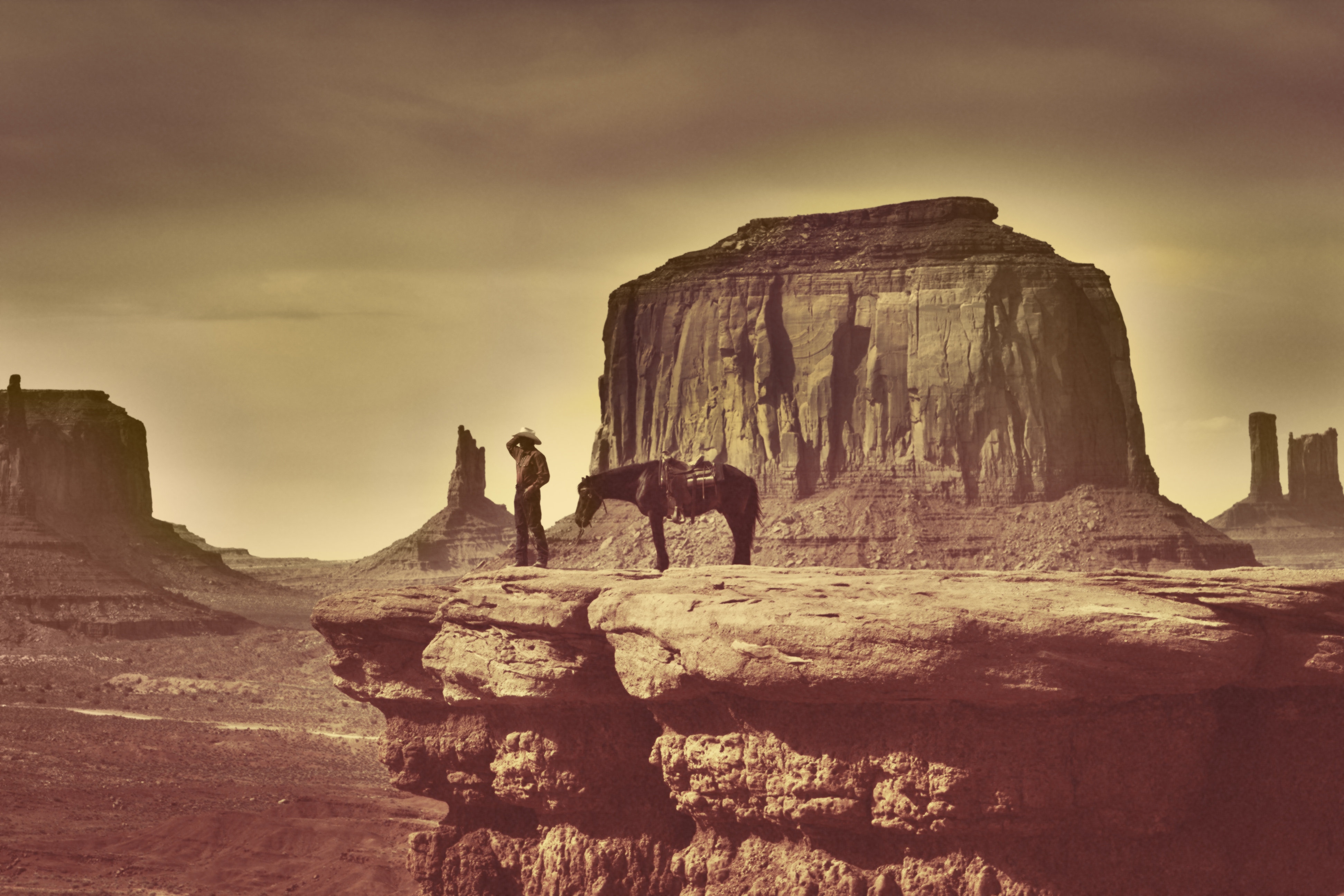 Union Rustic Retro Native American Cowboy in Southwest Monument Valley ...