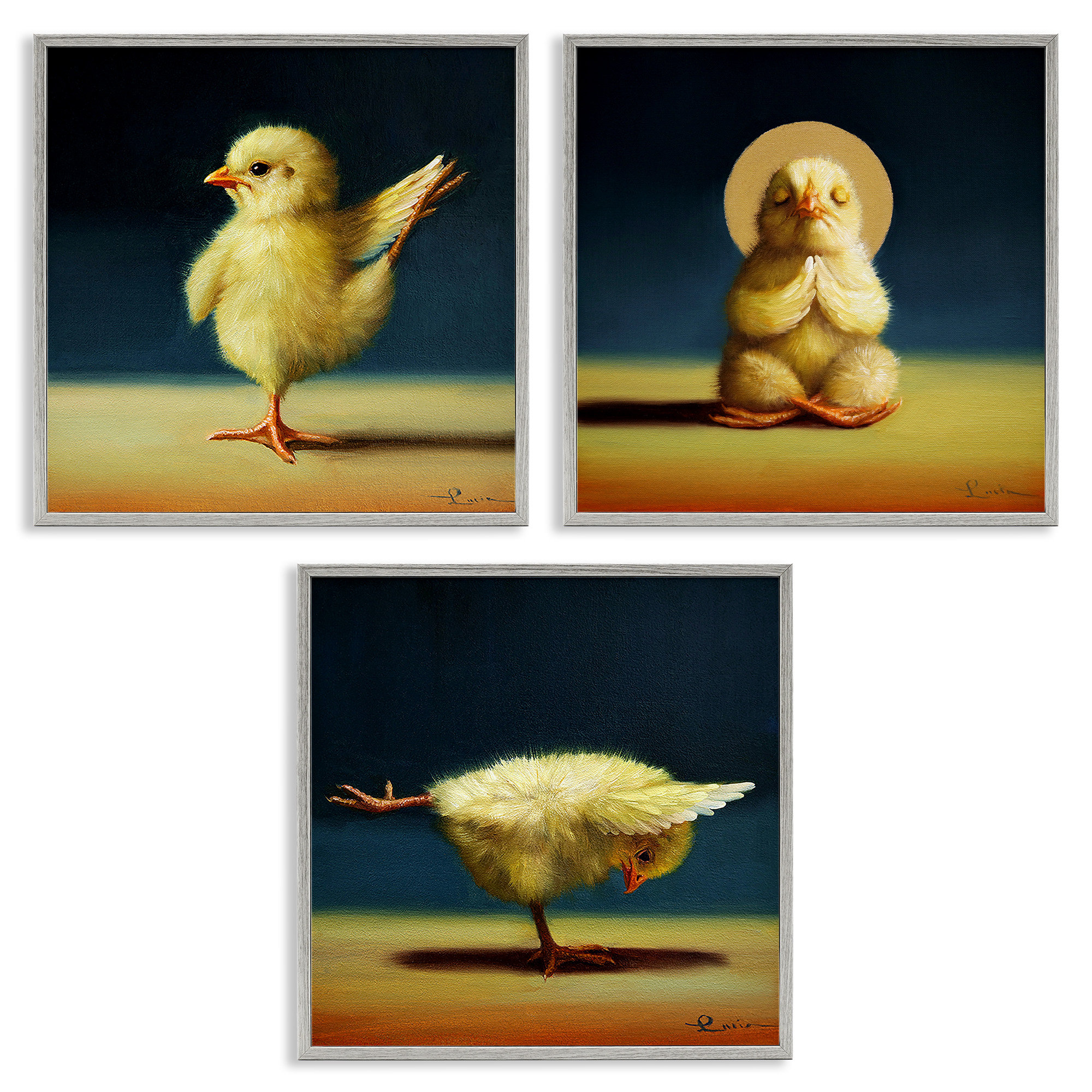 Stupell Industries Yoga Chick Trio Funny Farm Animals Stretching Poses ...