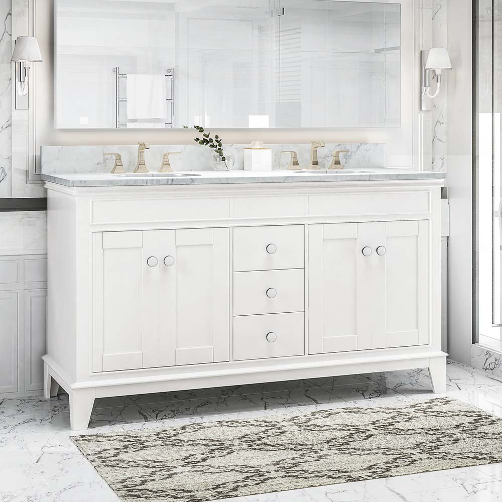 Red Barrel Studio® Raylani 61'' Double Bathroom Vanity with Marble Top ...