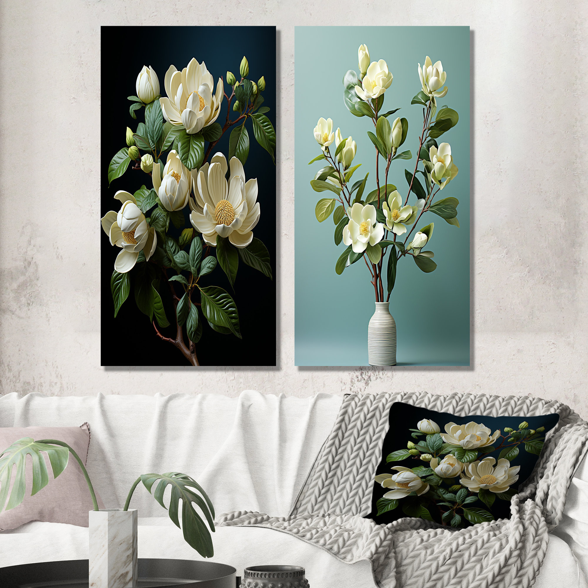 Lark Manor™ Beige Art Of Magnolias - Magnolias Wall Decor Set Of 2 ...