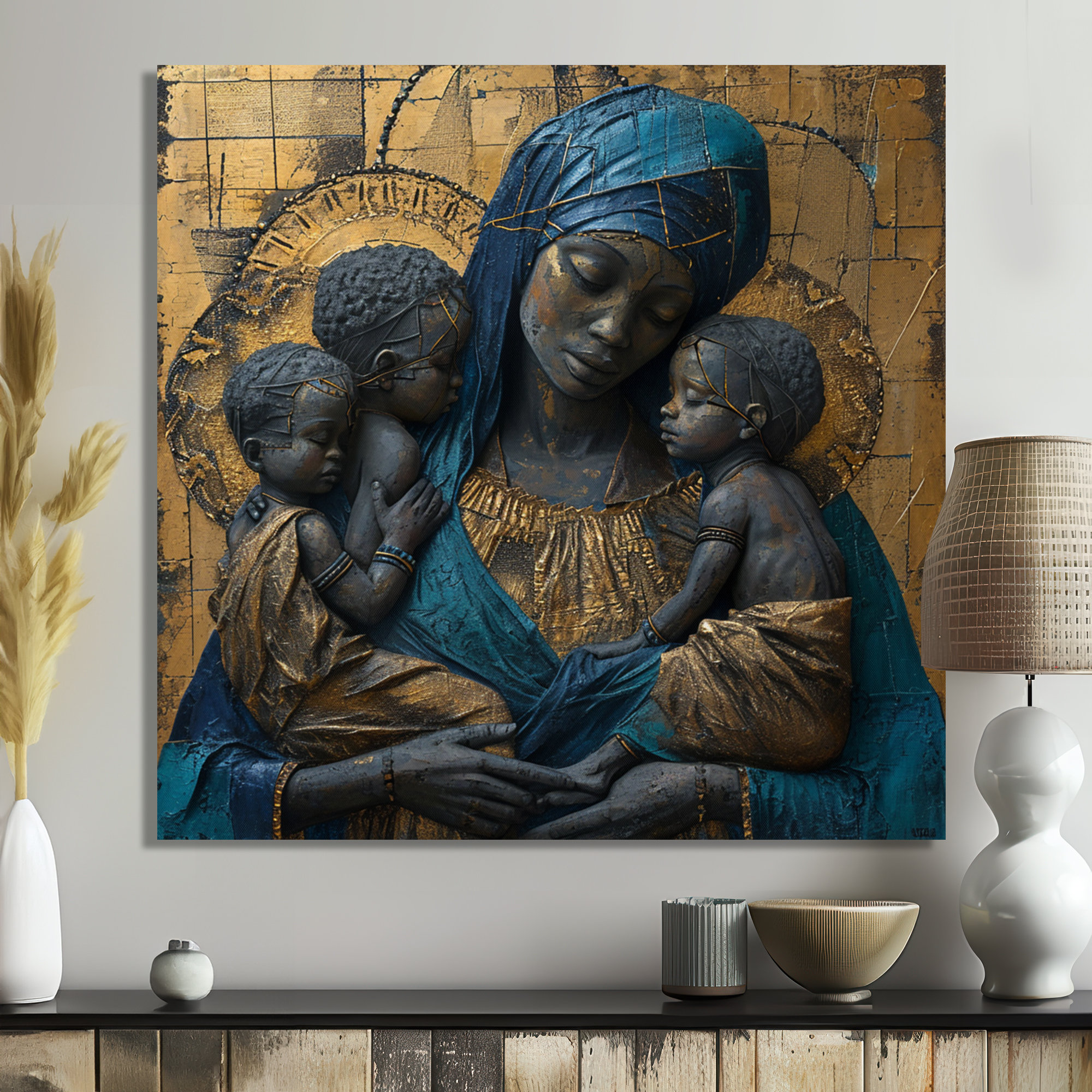 Bungalow Rose Holy Mary Black Maria Vintage Gold - Christianity Wall ...