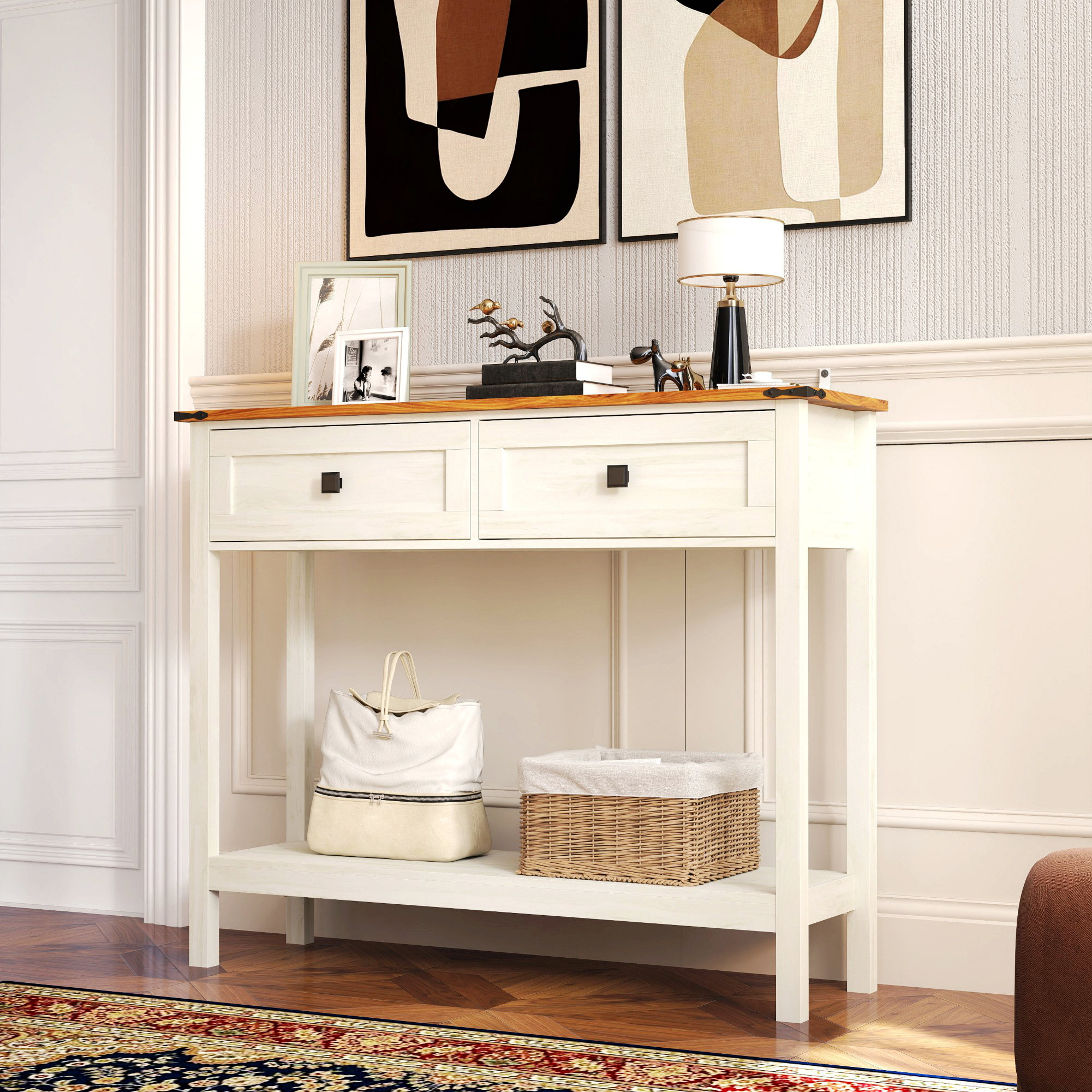 Lark Manor™ Farmhouse Style Console Table With 2 Drawer And Bottom ...