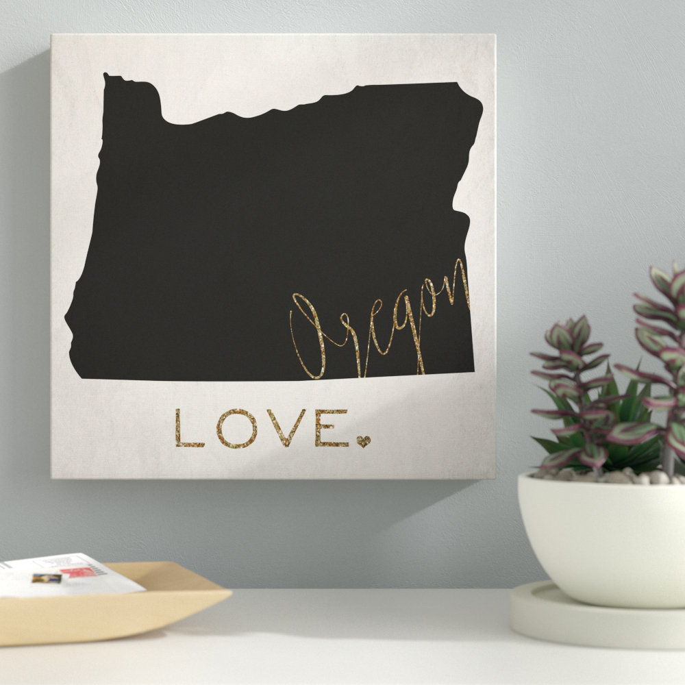 Latitude Run® Oregon Love Graphic Art on Wrapped Canvas | Wayfair
