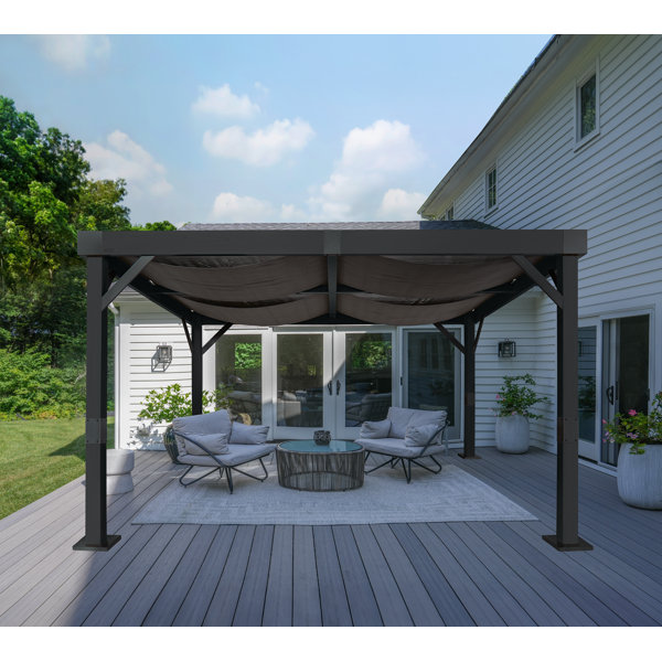 Sojag Fontana Black Aluminum Frame 10 x 12 ft Pergola | Wayfair