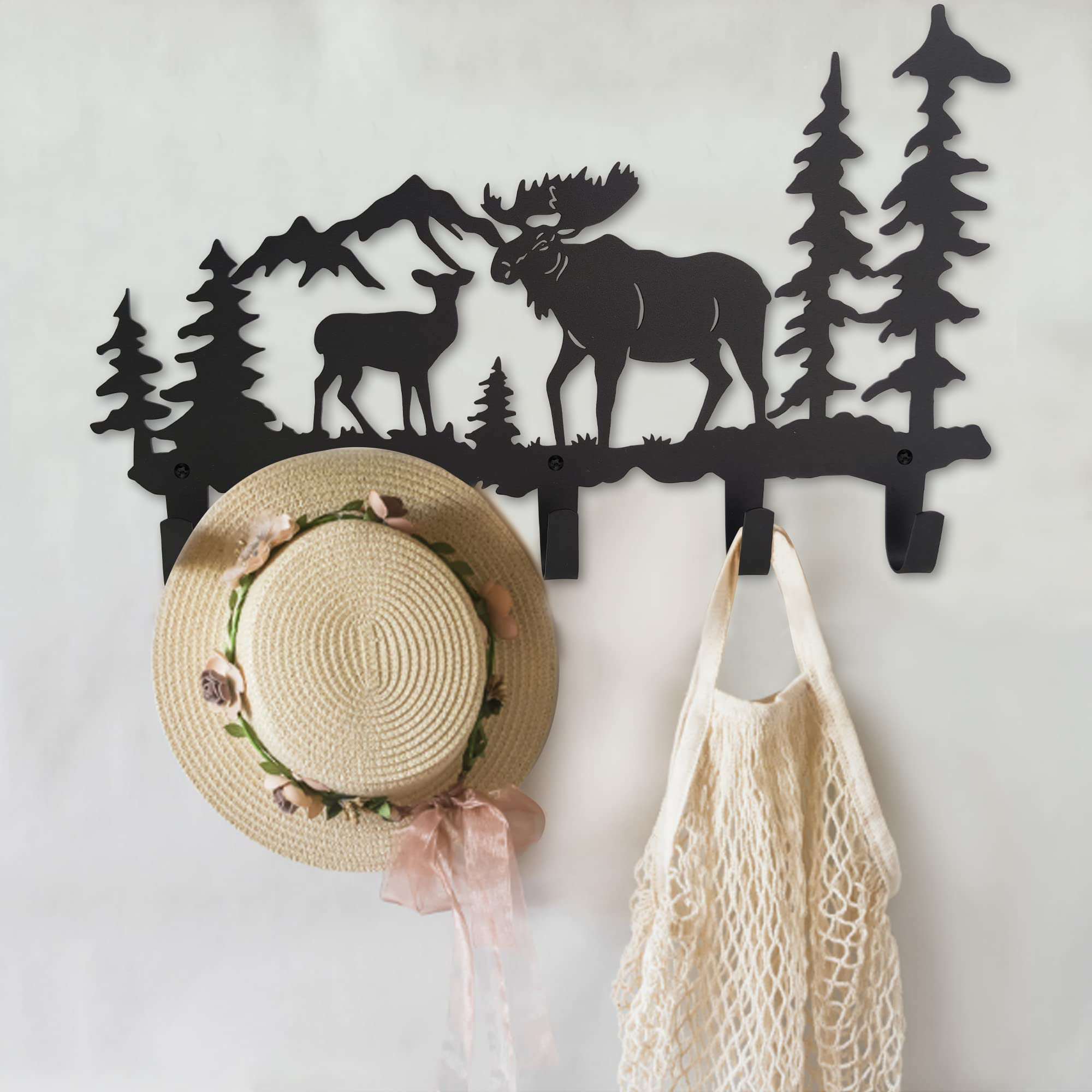 Millwood Pines Metal Moose Coat Hooks Wall Art Decor-Moose Hangers And ...