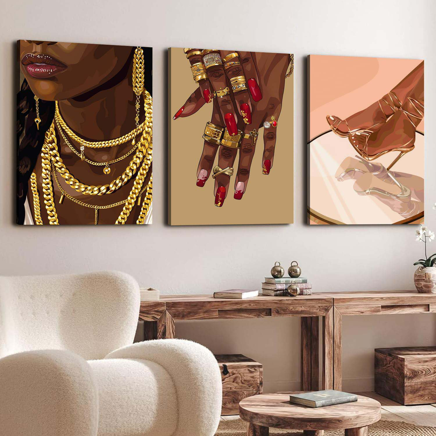 Mercer41 Black Woman Wall Art African American Women Wall Decor Set Of 3 Trendy Abstract Black ...