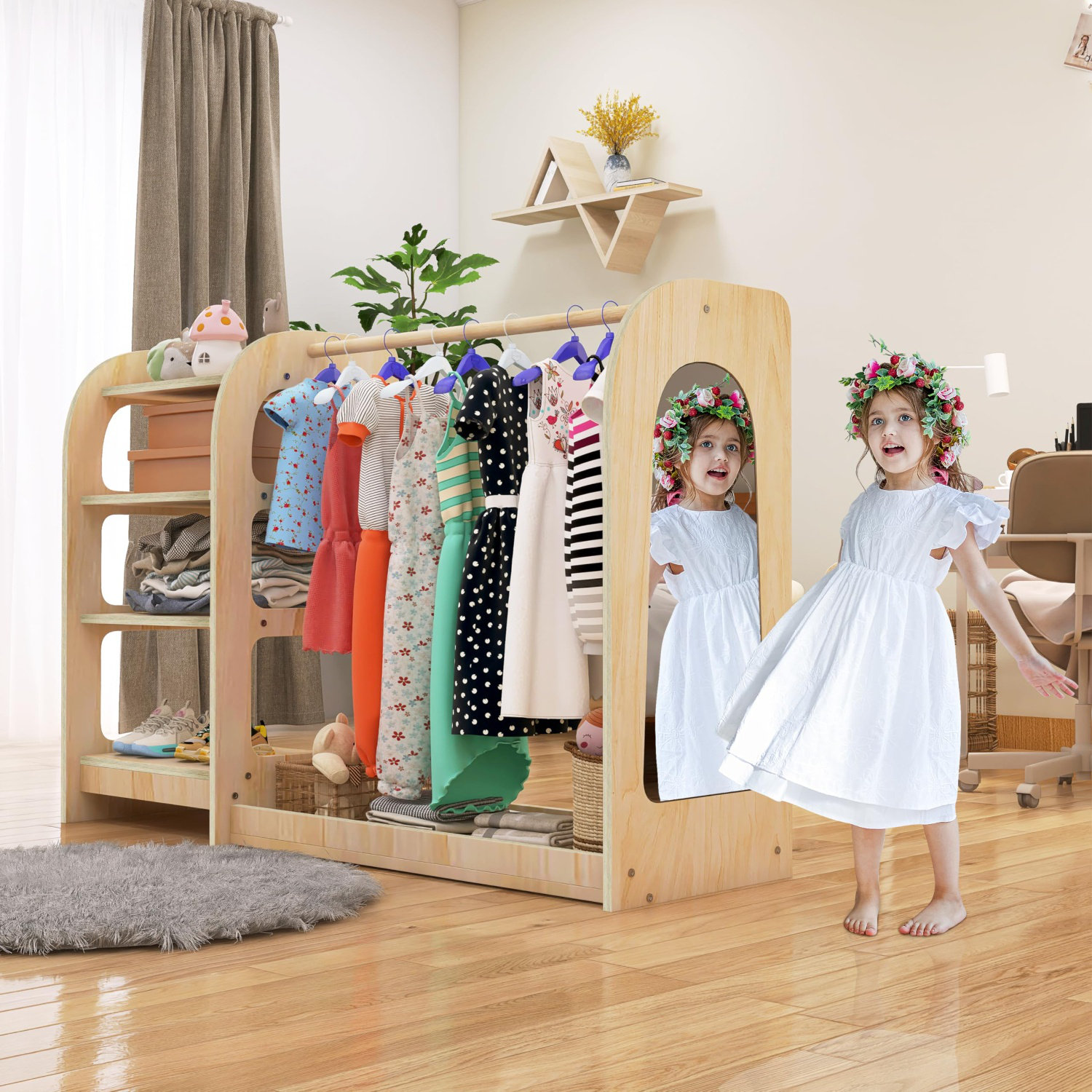 Isabelle & Max™ Kids Dress Up Storage With Mirror, Wooden Kids Dress Up ...