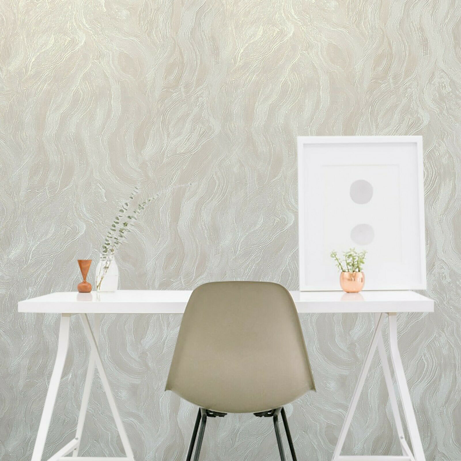 Everly Quinn Beige Tan textured plain Wavy faux plaster modern Wave ...