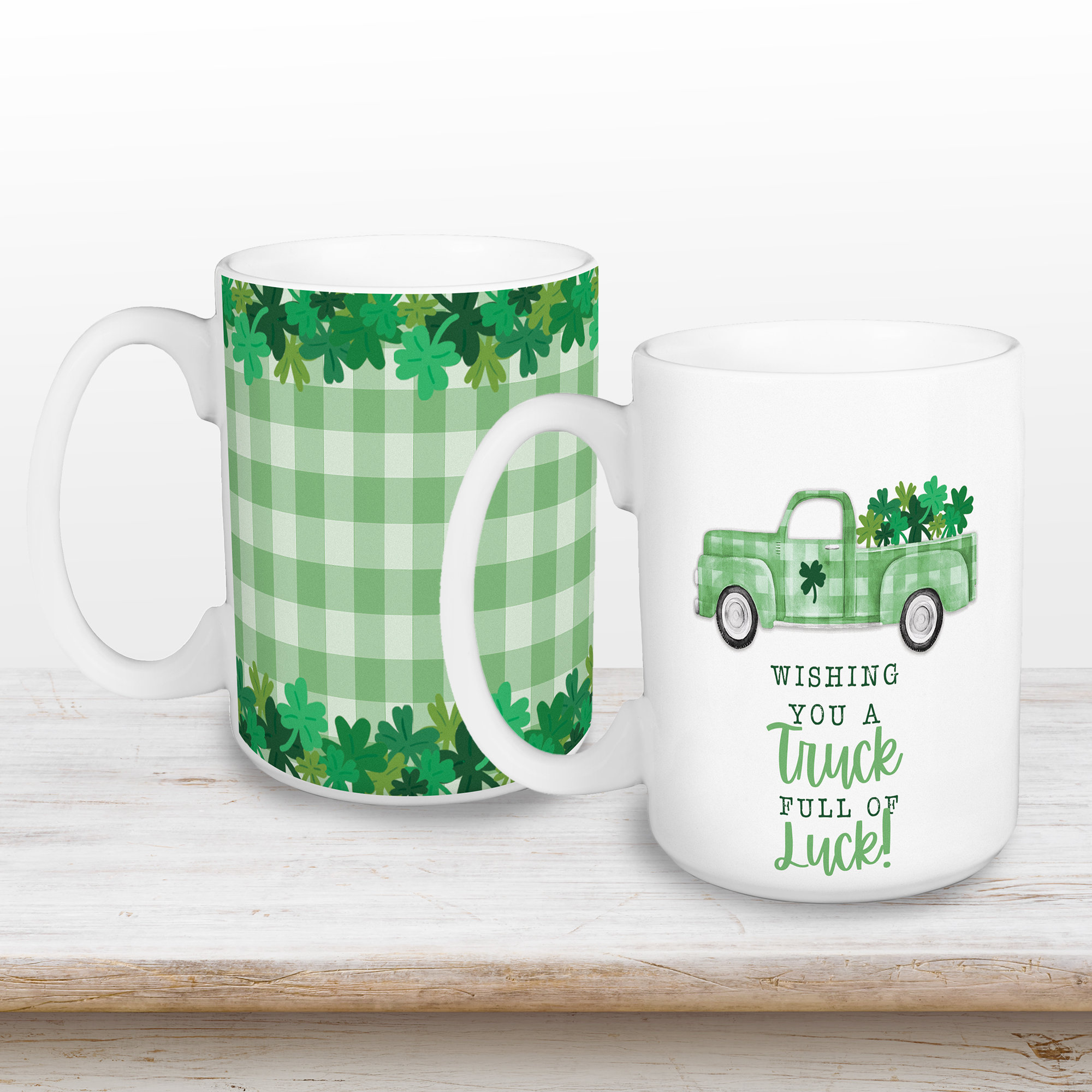 The Holiday Aisle® A Truck Full Of Luck Mug - Set Of 2 | Wayfair