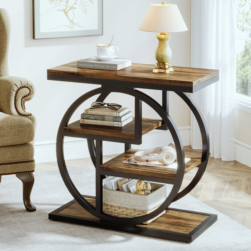 17 Stories 4-Tier Narrow End Table with Storage Shelves | Wayfair